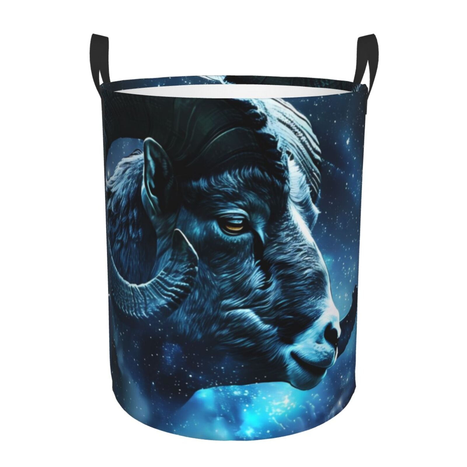 Sikiie Celestial Ram Night Sky Print Round Dirty Clothes Basket ...