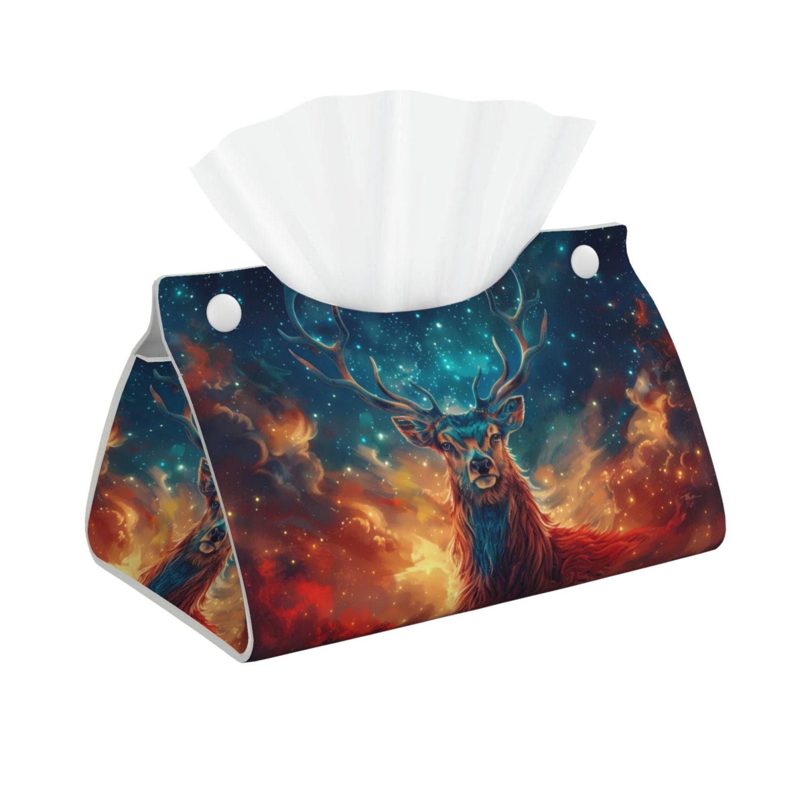Sikiie Celestial Stag Cosmic Glow Leather Tissue Box Cover Rectangle ...