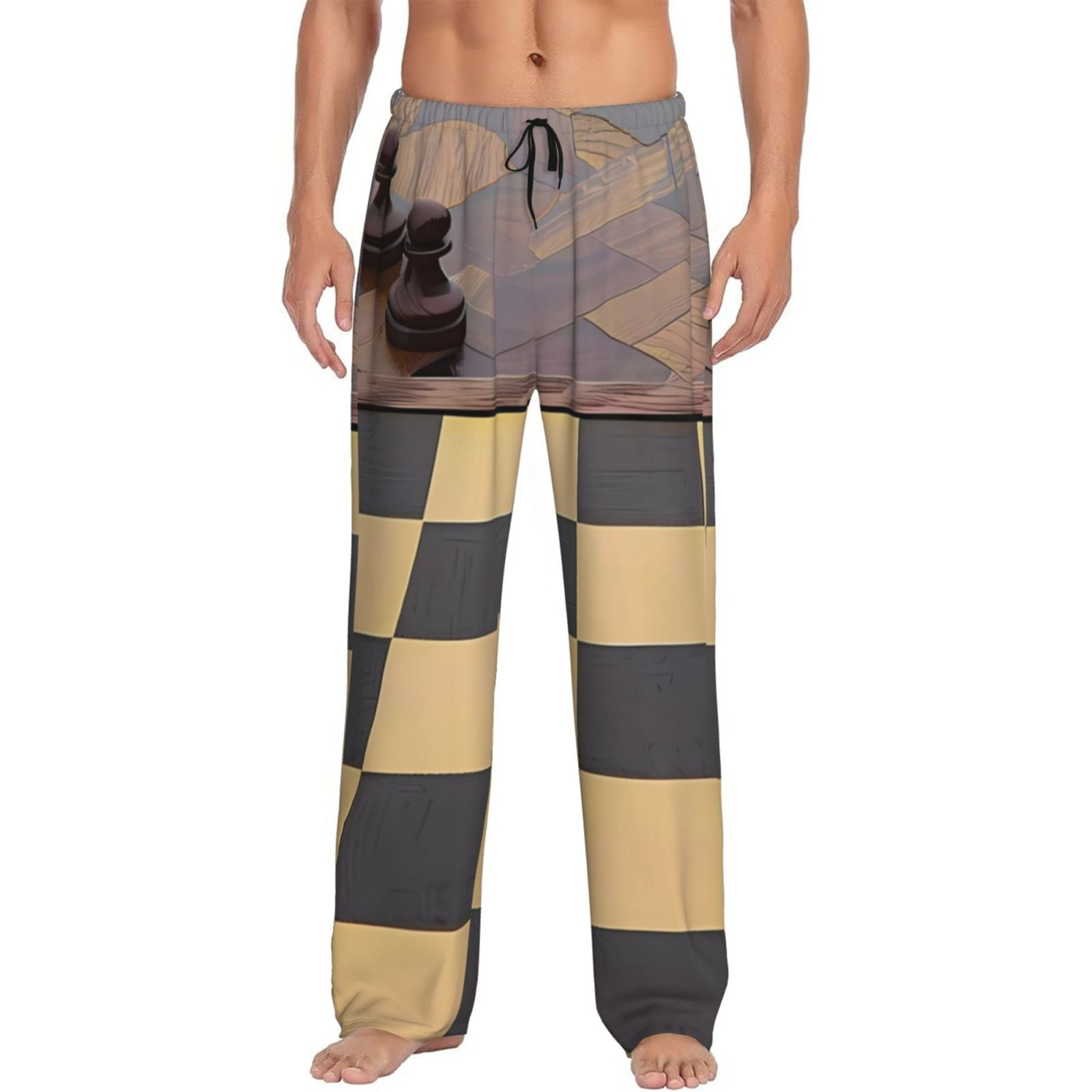 Sikiie Chess Board With Pawns Pajama Pants Men, PJ Bottoms, Sleep ...