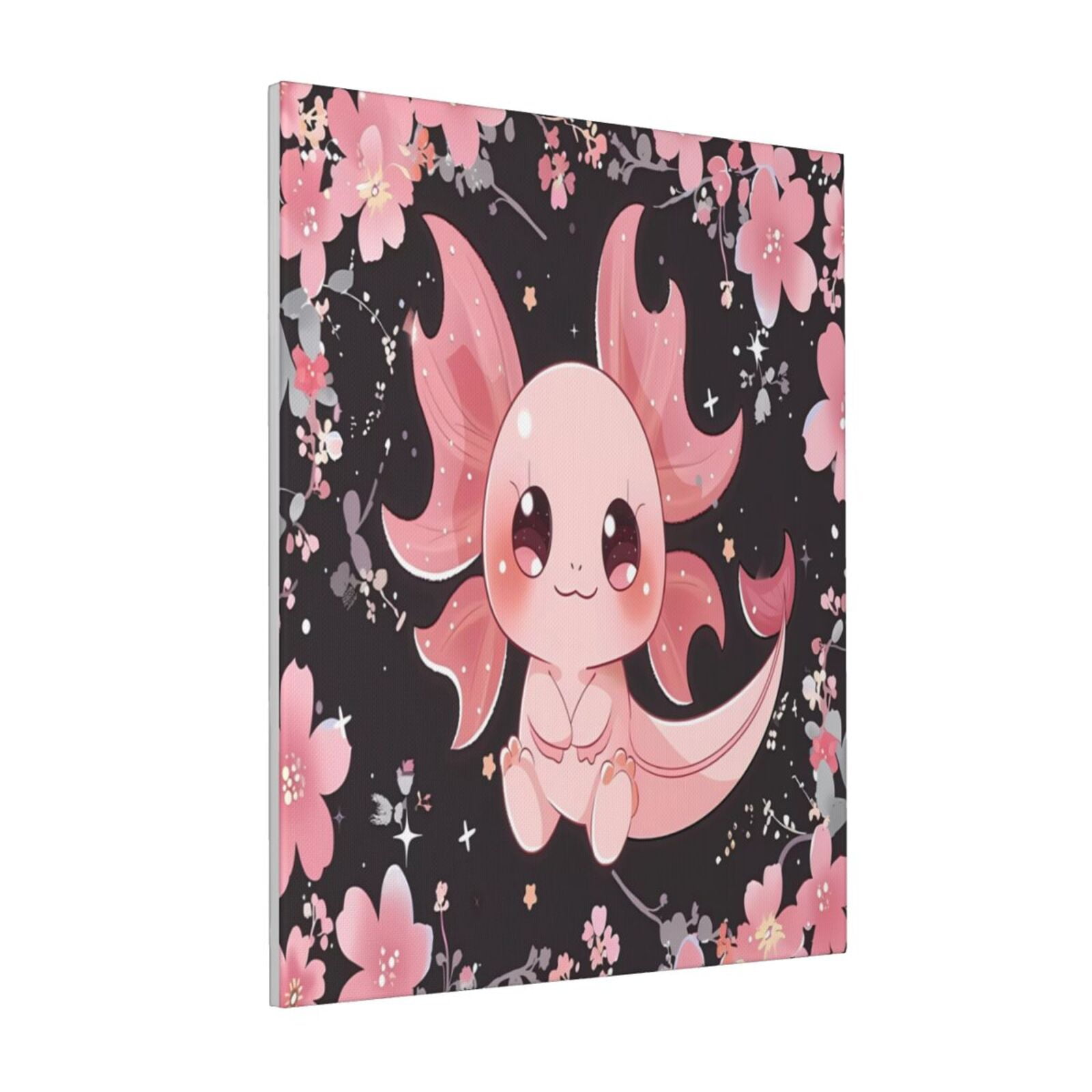 Sikiie Chibi Axolotl Sakura Fantasy Print Canvas Decorative Hanging ...
