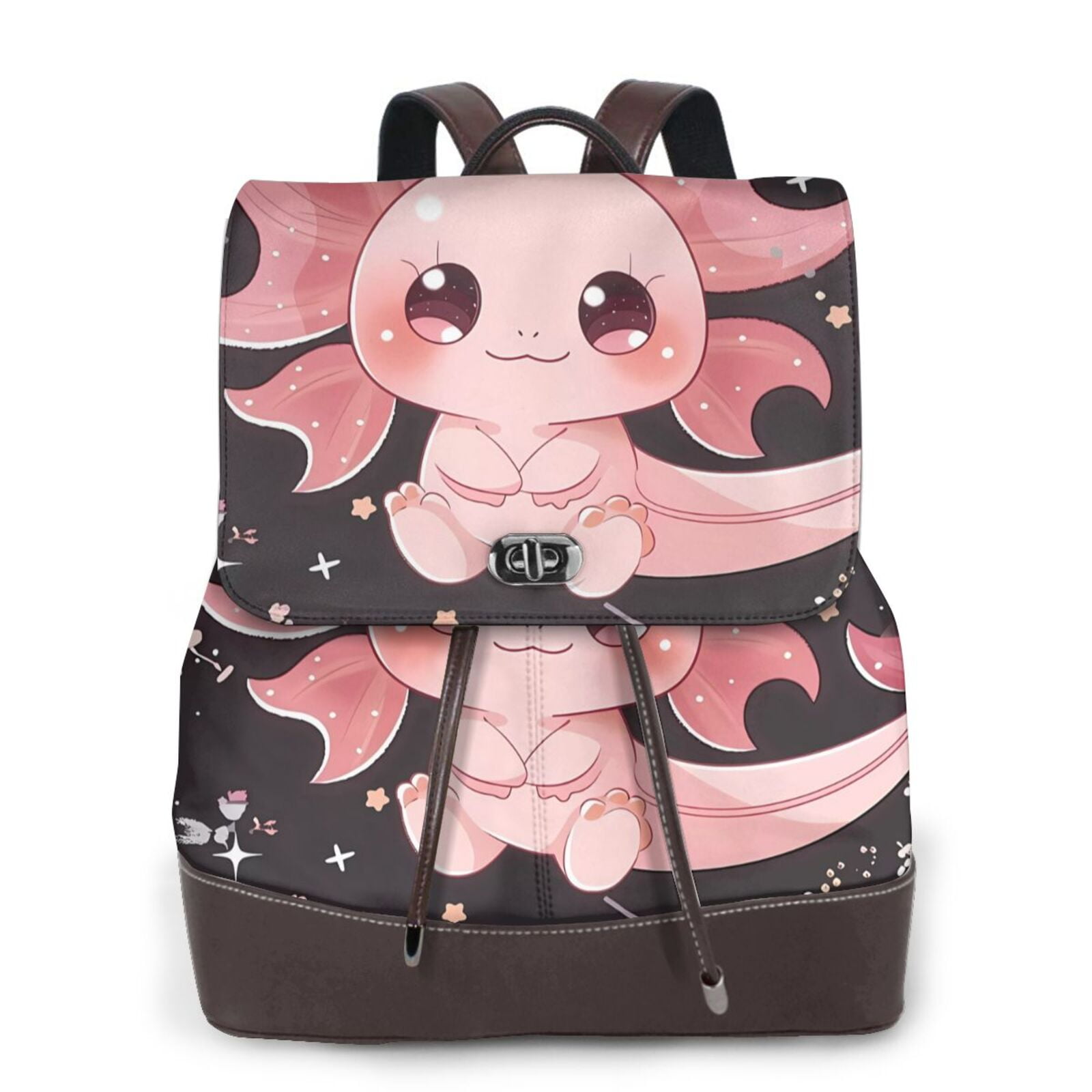 Sikiie Chibi Axolotl Sakura Fantasy Women Genuine Leather Backpack ...