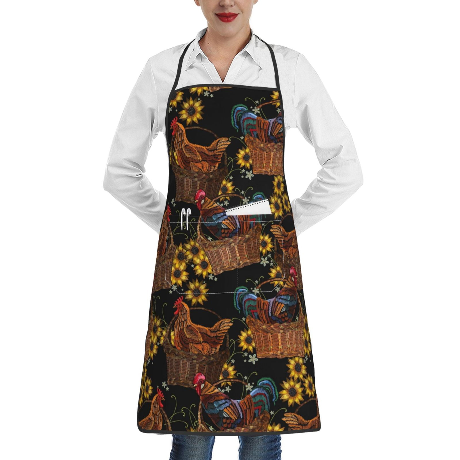Sikiie Chicken Rooster Aprons for Kitchen Cooking Aprons, Chef Apron ...