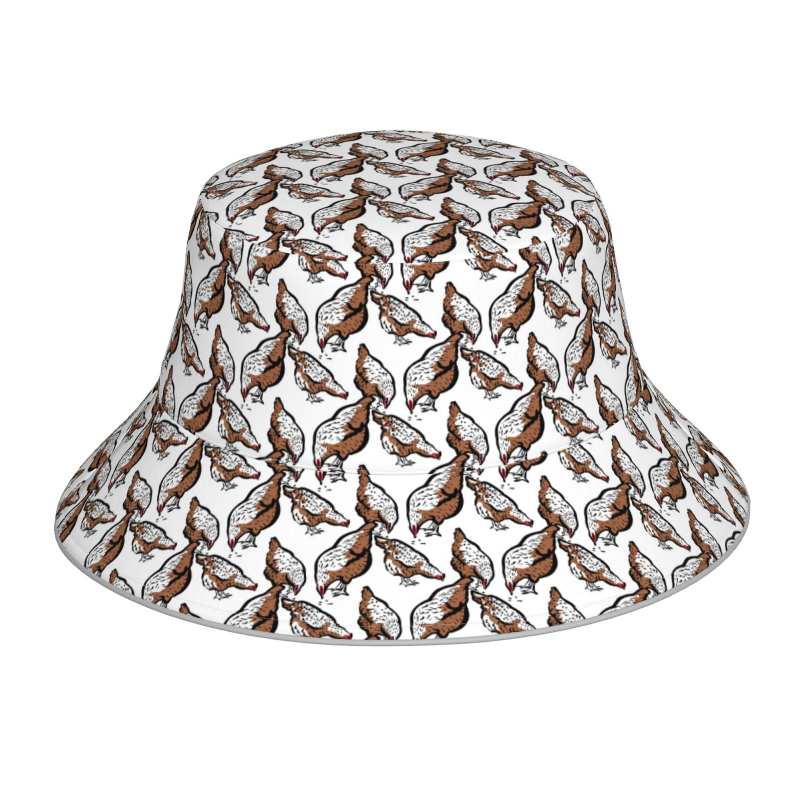 Sikiie Chickens Peck Grain Reflective Double-Sided Bucket Hat, Sun Hat ...