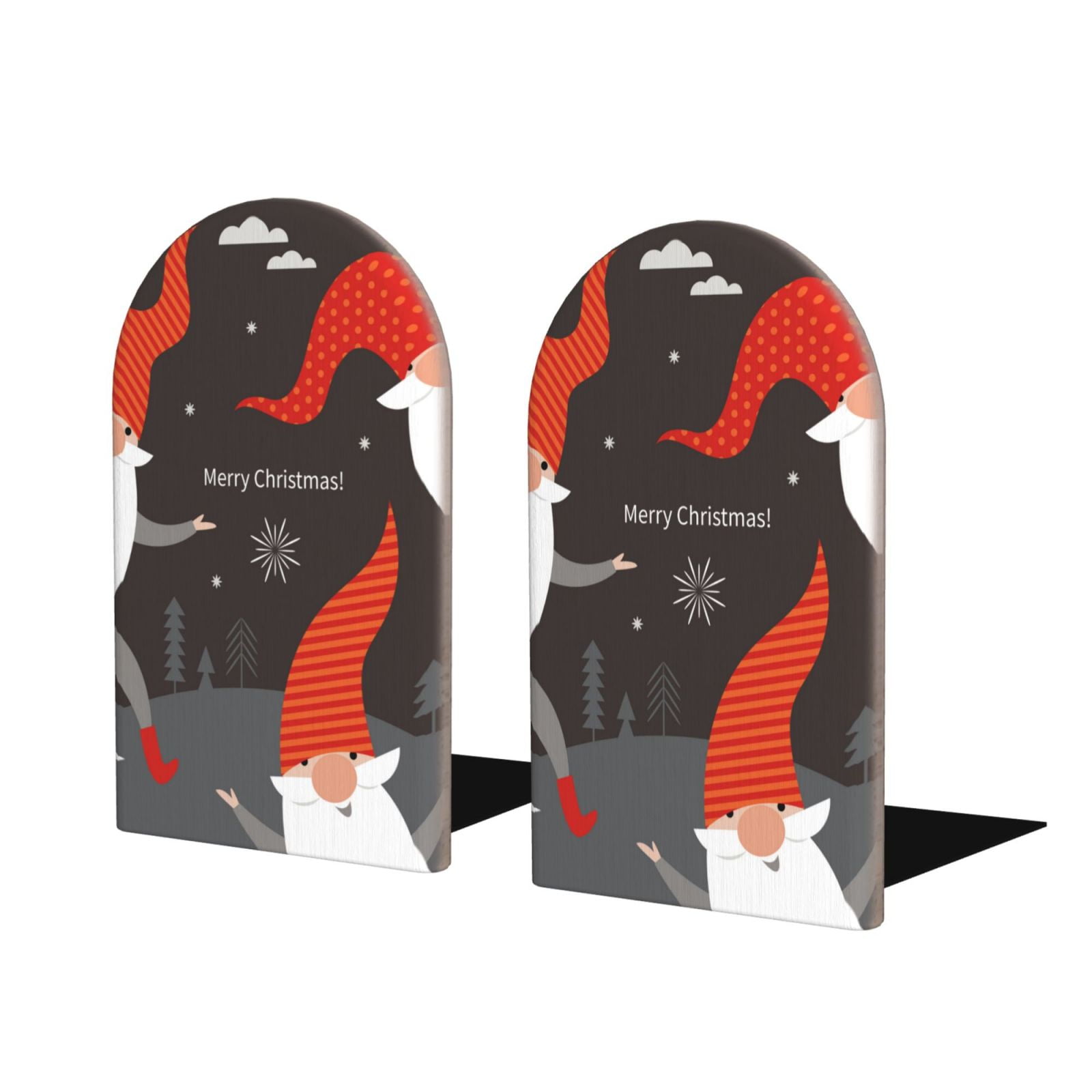 Sikiie Christmas Gnomes In Red Hats Bookends 1 Pair, Wood Bookends for ...