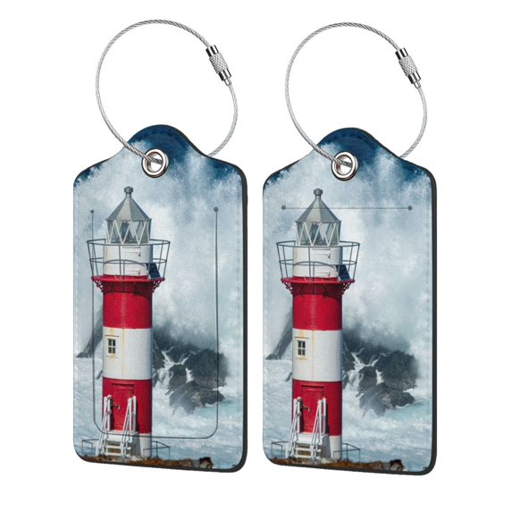 Sikiie Circular Lighthouse Luggage Tag for Suitcase Leather Baggage Tag ...