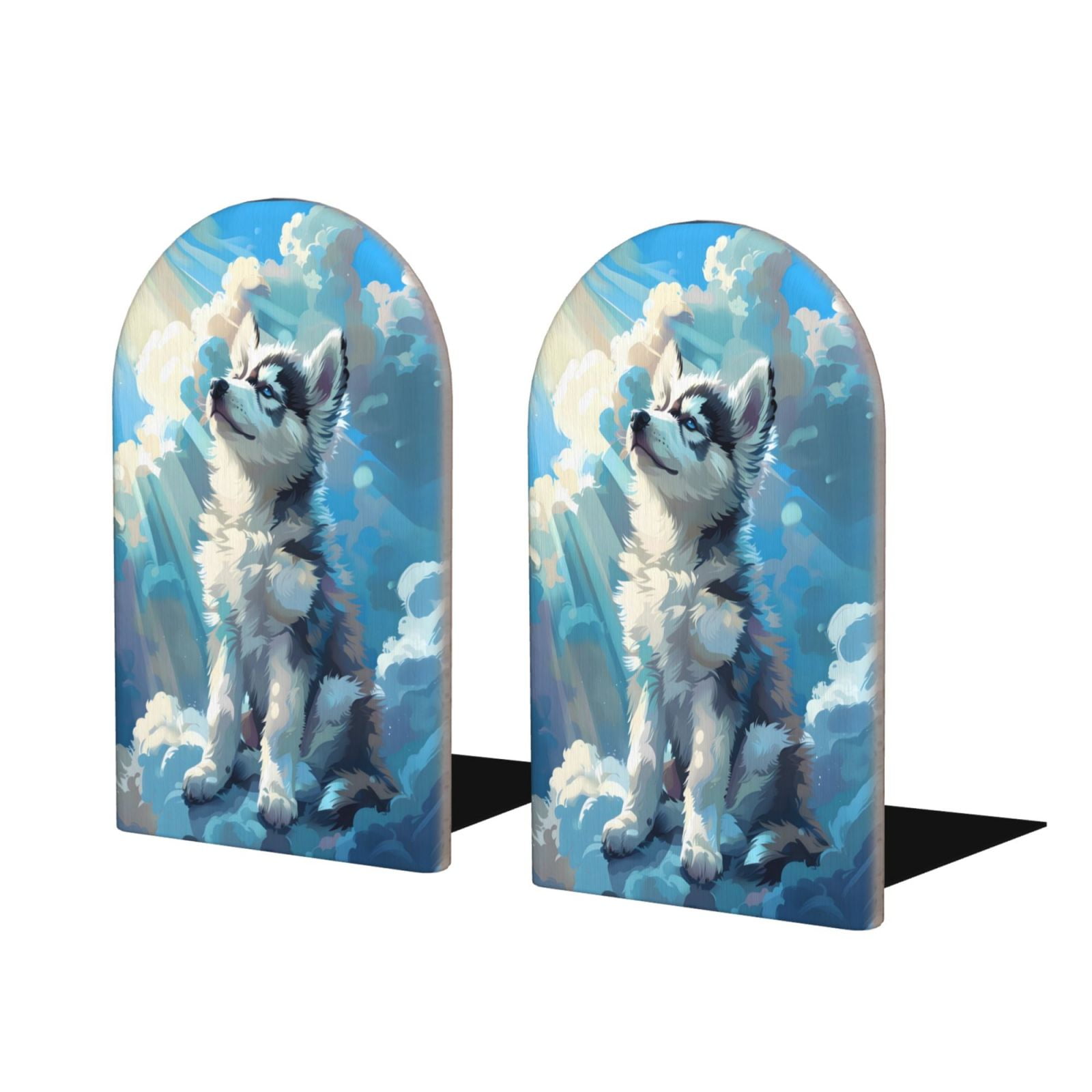 Sikiie Cloud Sunshine Puppy Bookends 1 Pair, Wood Bookends for Shelves ...