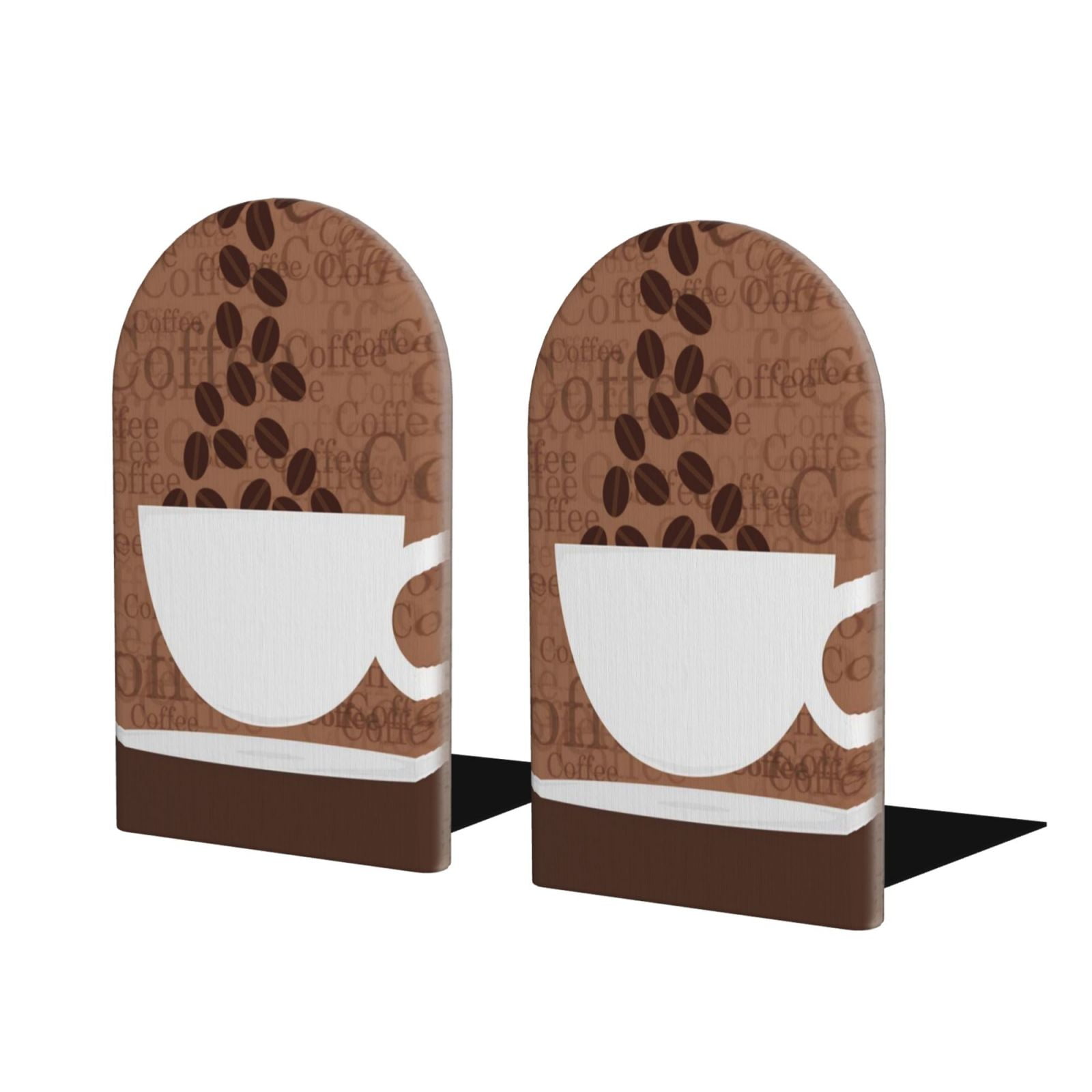 Sikiie Coffee Cafe Cup Bookends 1 Pair, Wood Bookends for Shelves, Book ...