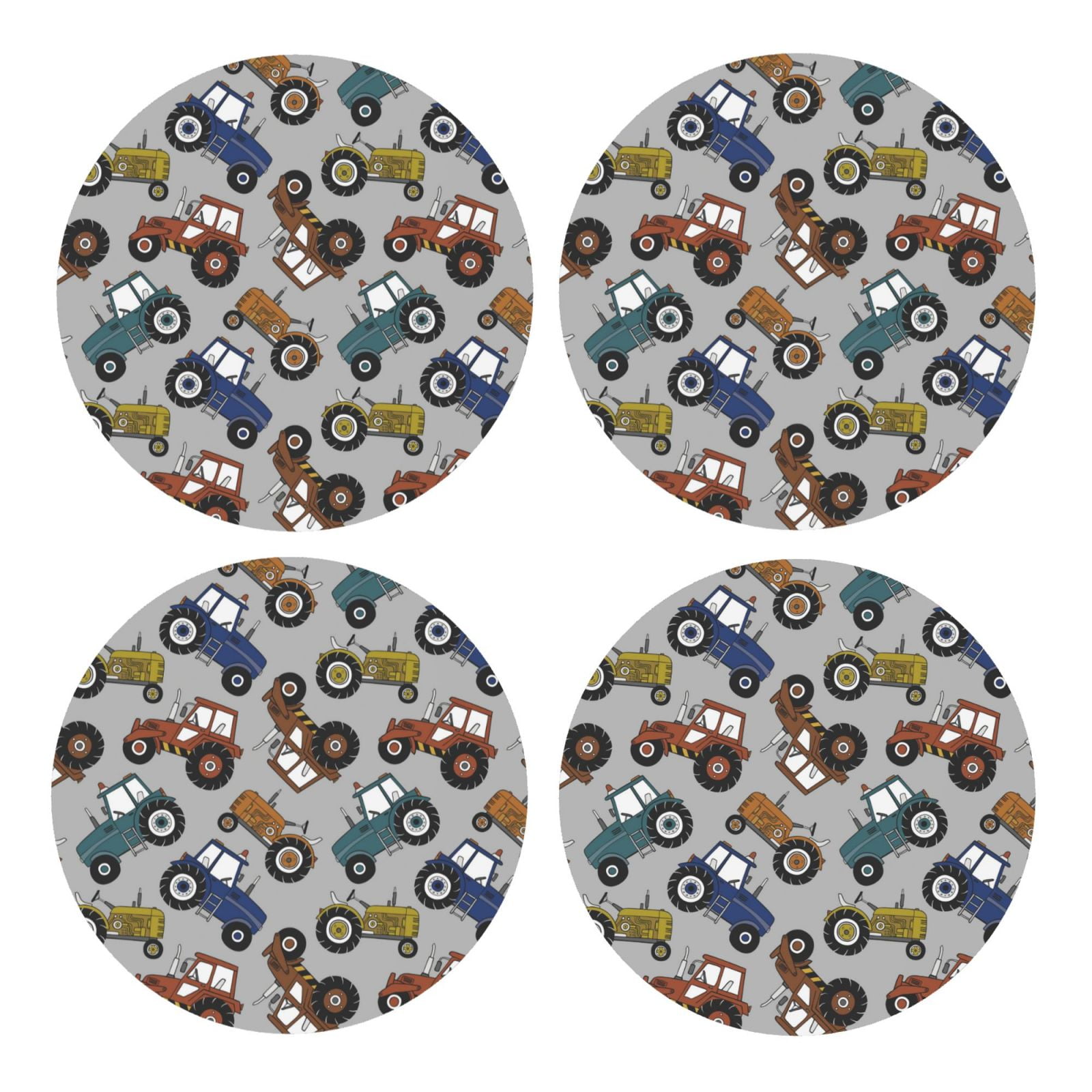 Sikiie Color Tractor MDF Cork Coaster 4 Pcs - Absorbent Beverage ...