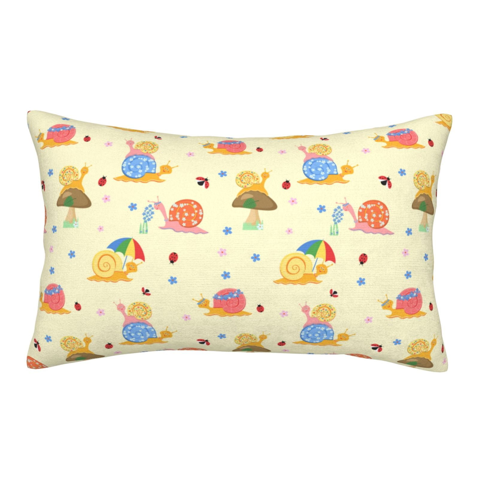 Sikiie Colorful Cartoon Snail Print Plush Pillow Cover, Wrinkle-proof ...