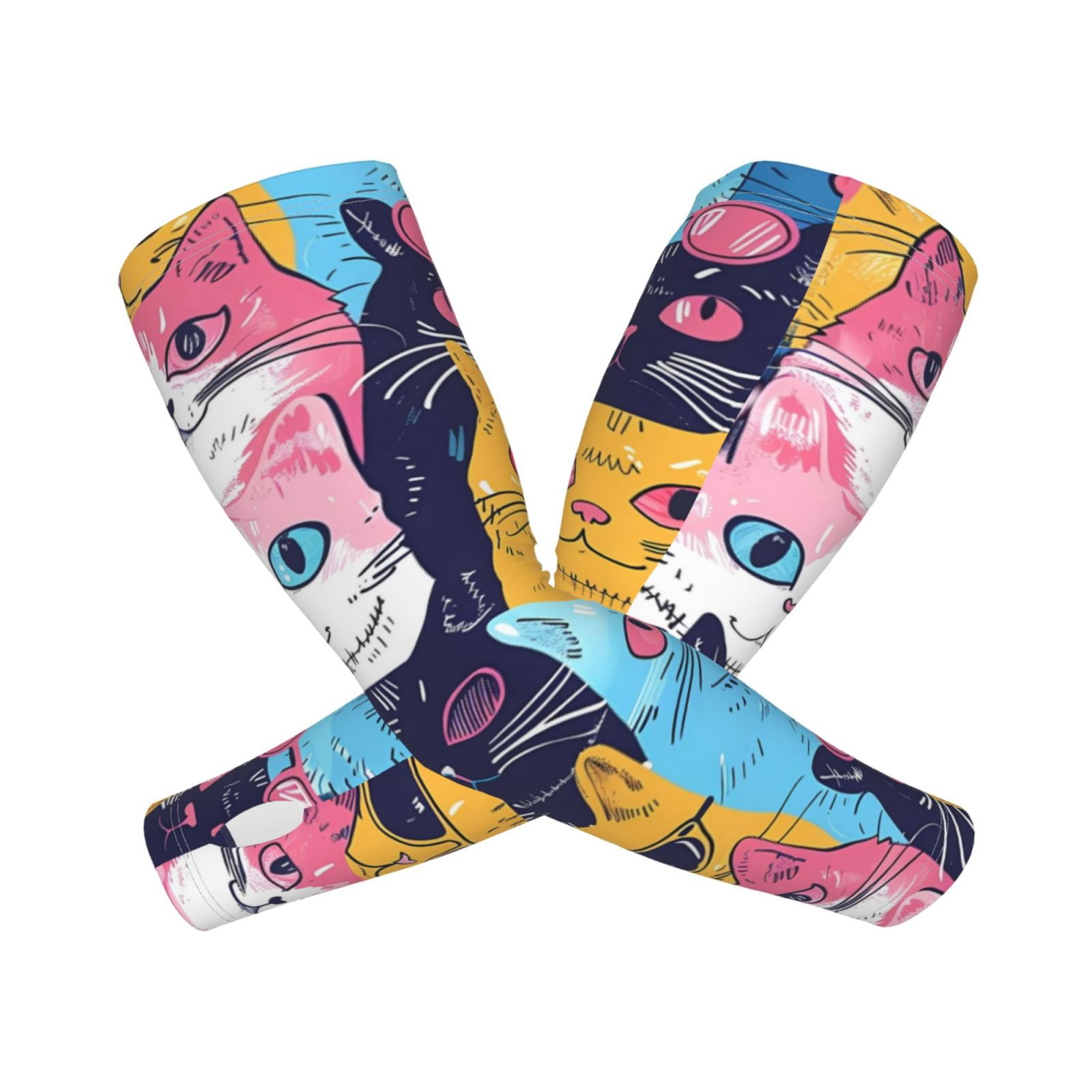 Sikiie Colorful Cats Pattern Art Cooling Sun Sleeves Arm Sleeves for ...