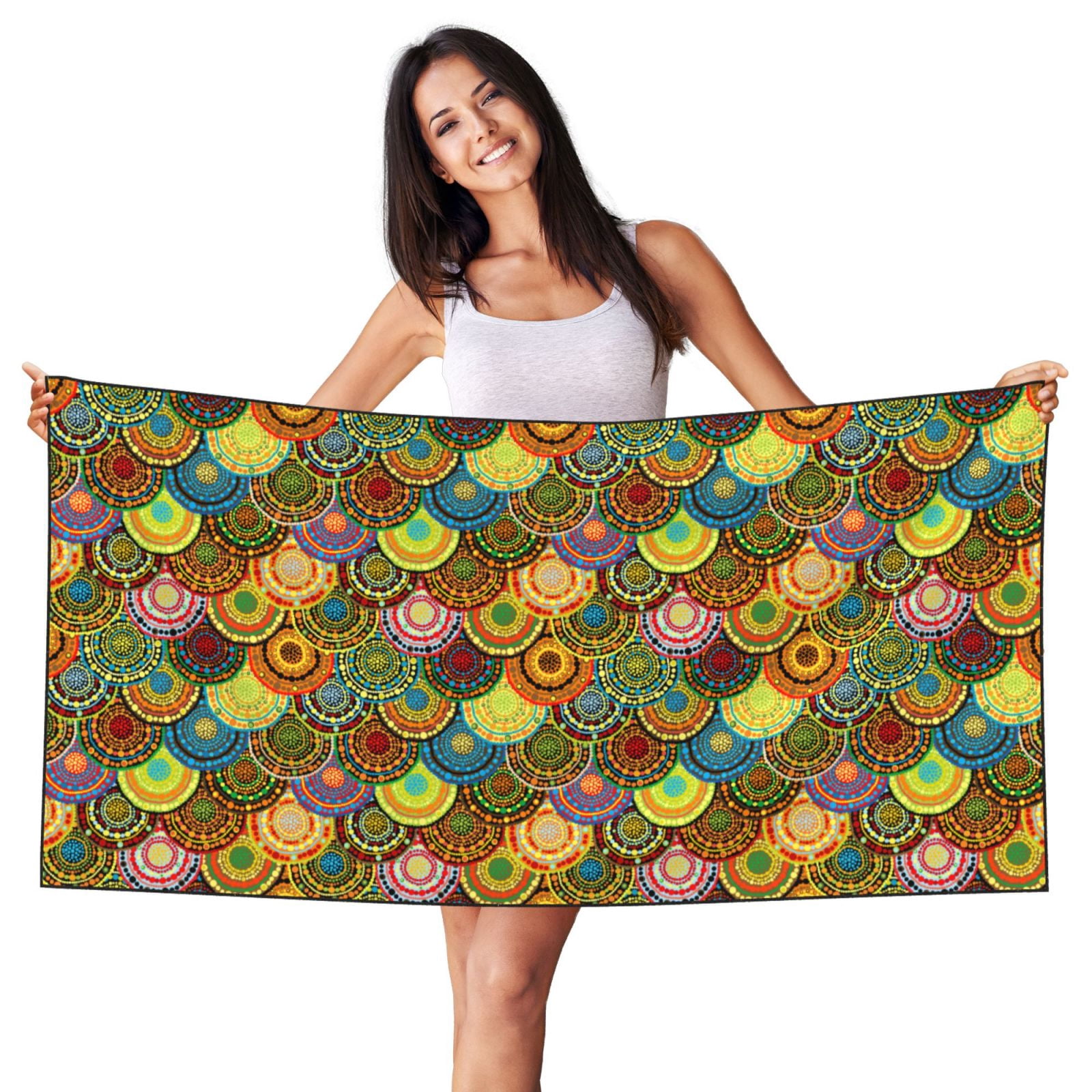 Sikiie Colorful Circle Beach Towel for Women Men, Pool Bath Beach ...