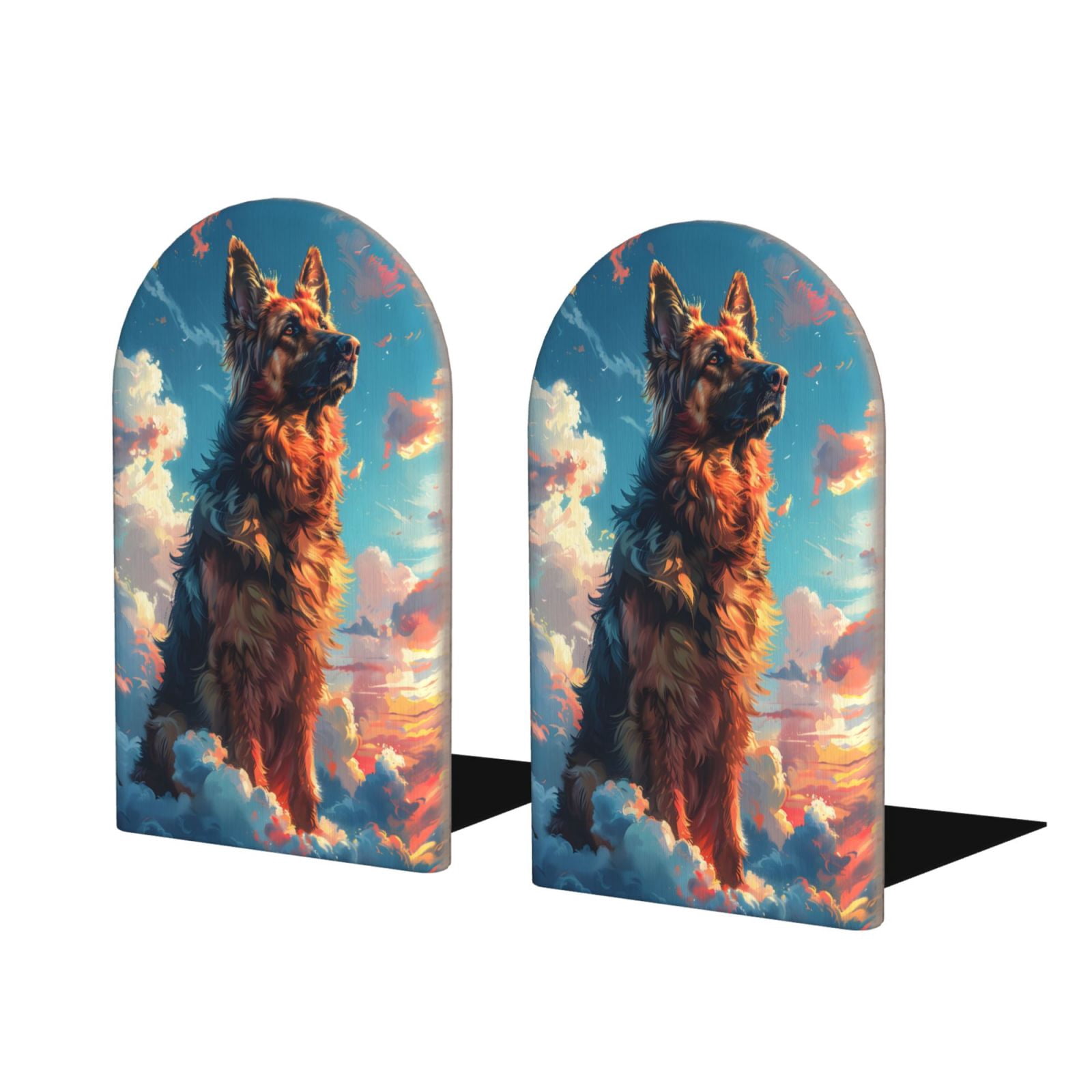 Sikiie Colorful Cloud Shepherd Dog Bookends 1 Pair, Wood Bookends for ...