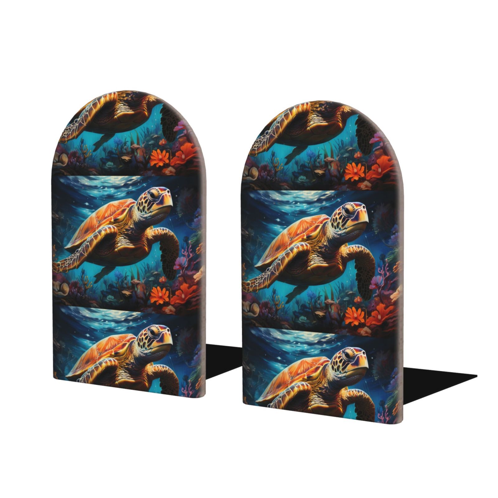 Sikiie Colorful Flower Sea Turtle Bookends 1 Pair, Wood Bookends for ...