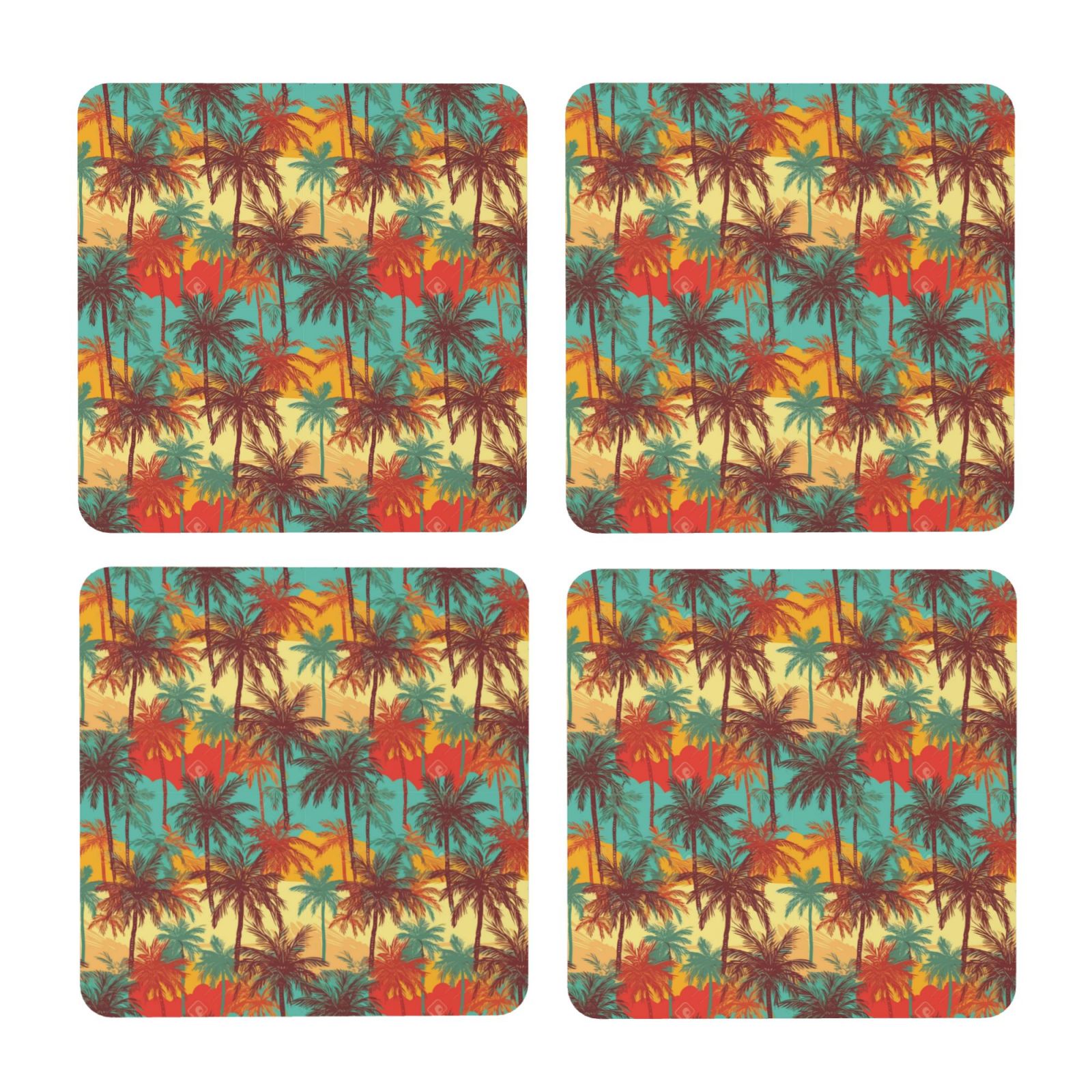 Sikiie Colorful Hawaii Palms MDF Cork Coaster 4 Pcs - Absorbent ...