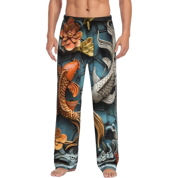 Sikiie Colorful Koi Fish Art Pajama Pants Men, PJ Bottoms, Sleep ...