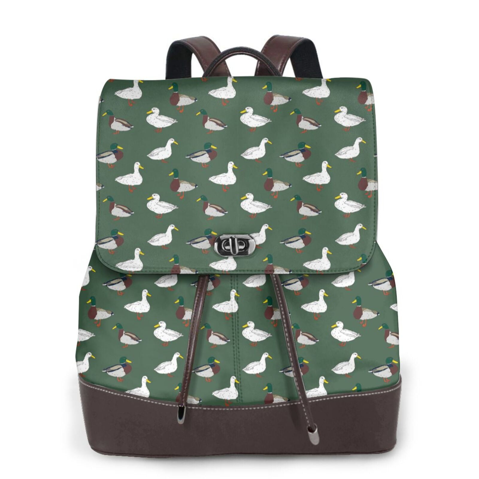 Sikiie Colorful Mallard Duck Women Genuine Leather Backpack Fashion ...