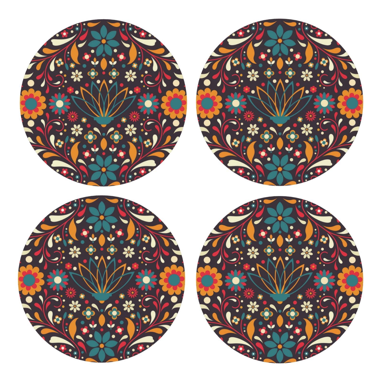 Sikiie Colorful Mexican2 MDF Cork Coaster 4 Pcs - Absorbent Beverage ...