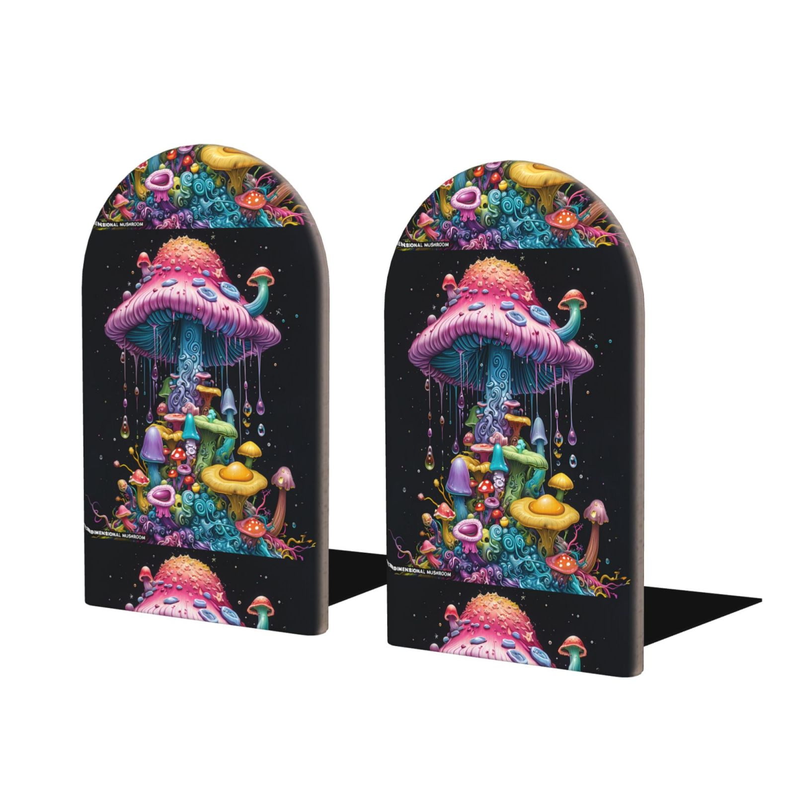 Sikiie Colorful Mushroom Bookends 1 Pair, Wood Bookends for Shelves ...