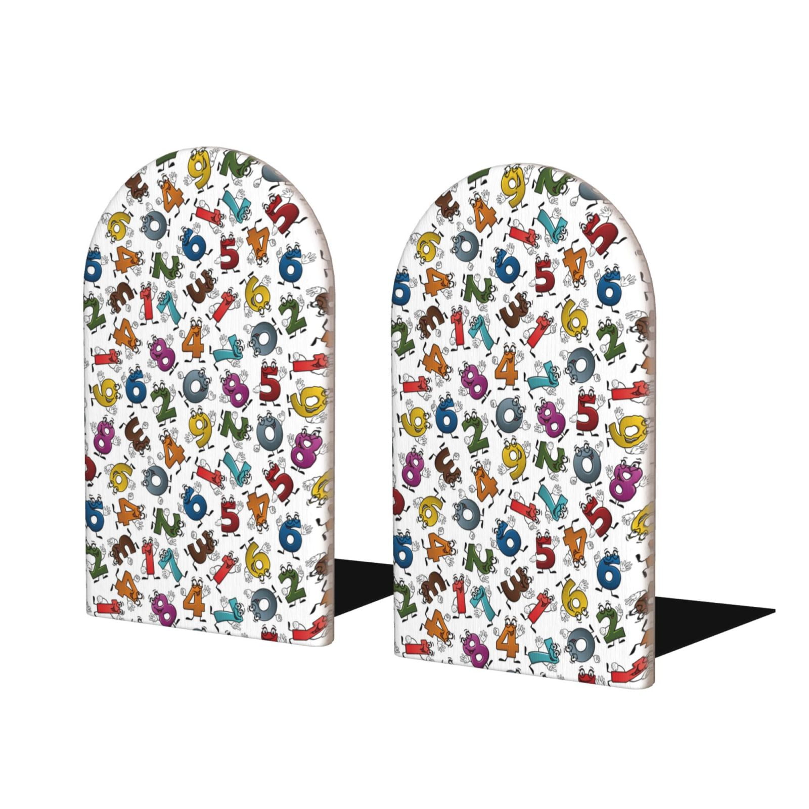 Sikiie Colorful Numbers Bookends 1 Pair, Wood Bookends for Shelves ...