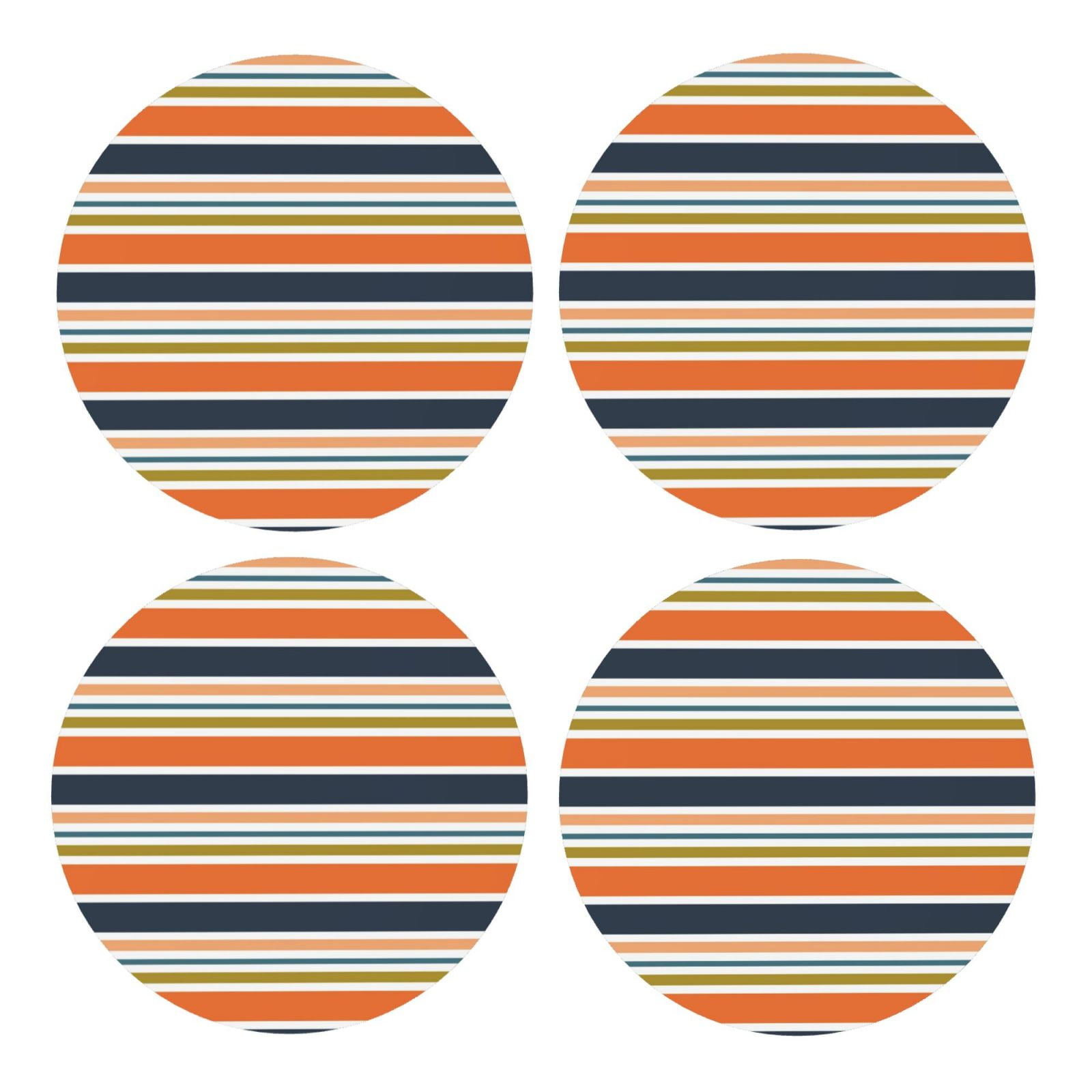 Sikiie Colorful Pastel Stripes MDF Cork Coaster 4 Pcs - Absorbent ...