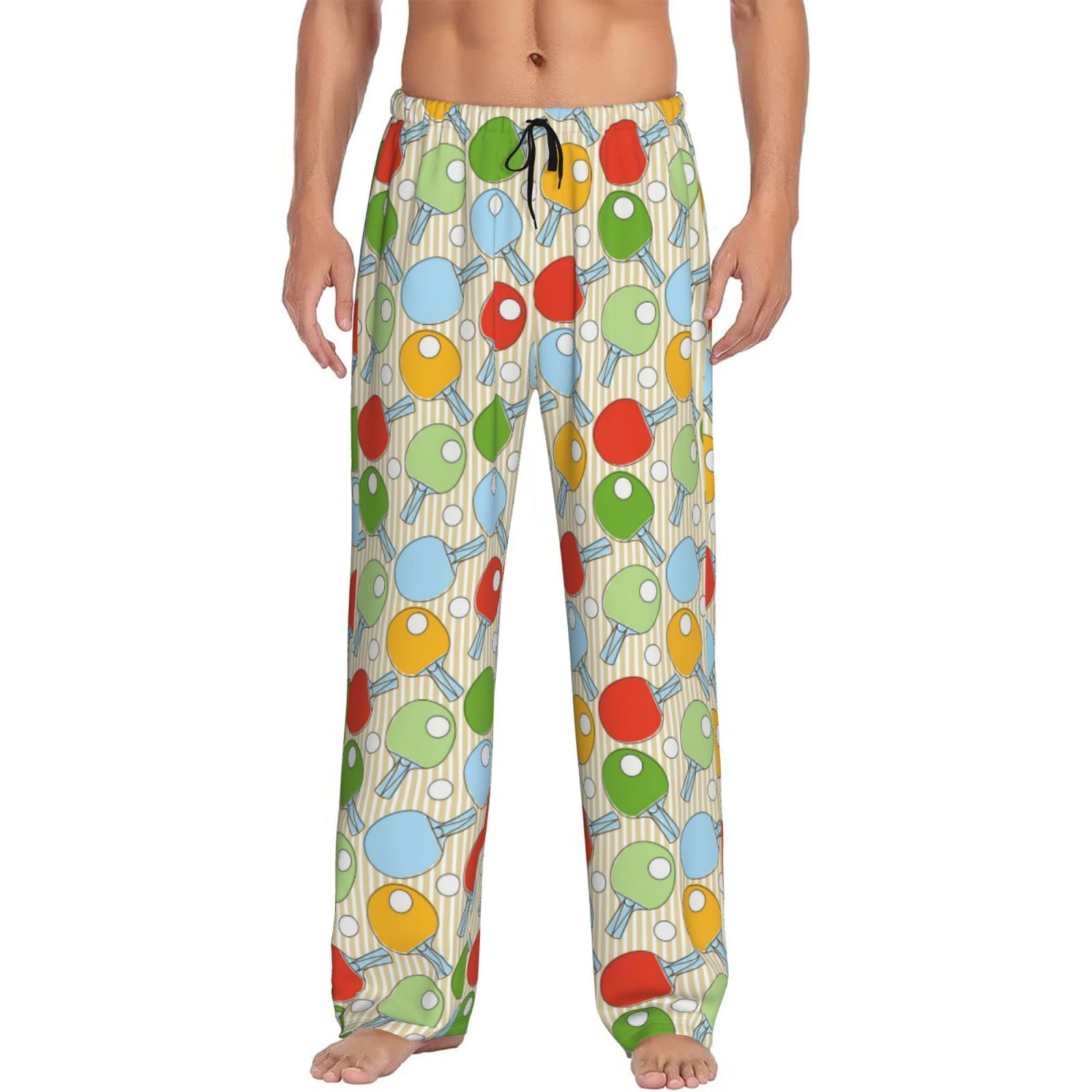 Sikiie Colorful Ping Pong Rackets1 Pajama Pants Men, PJ Bottoms, Sleep & Lounge Pants-Medium ...