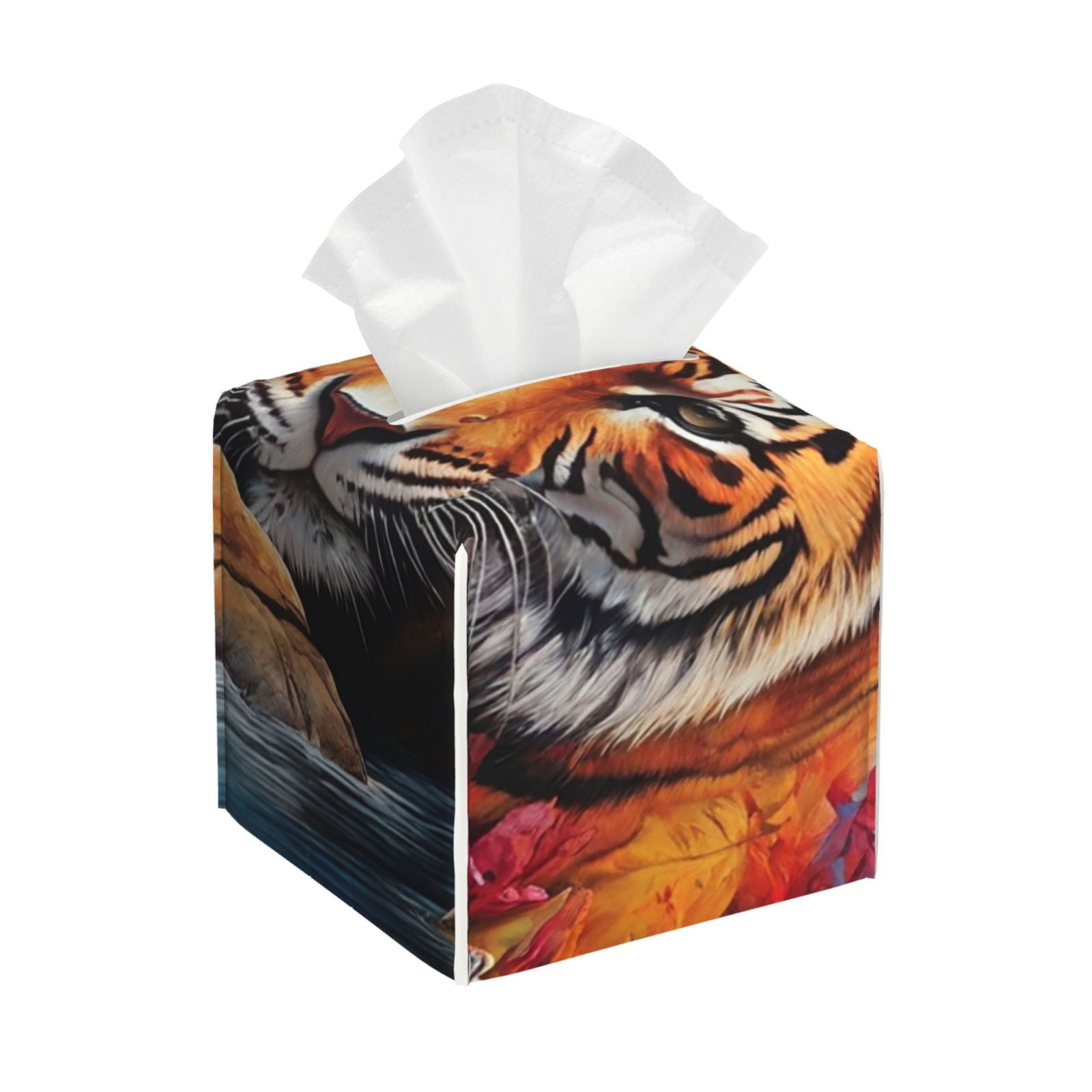 Sikiie Colorful Plant Tiger Leather Tissue Box Cover Square, tissue box ...
