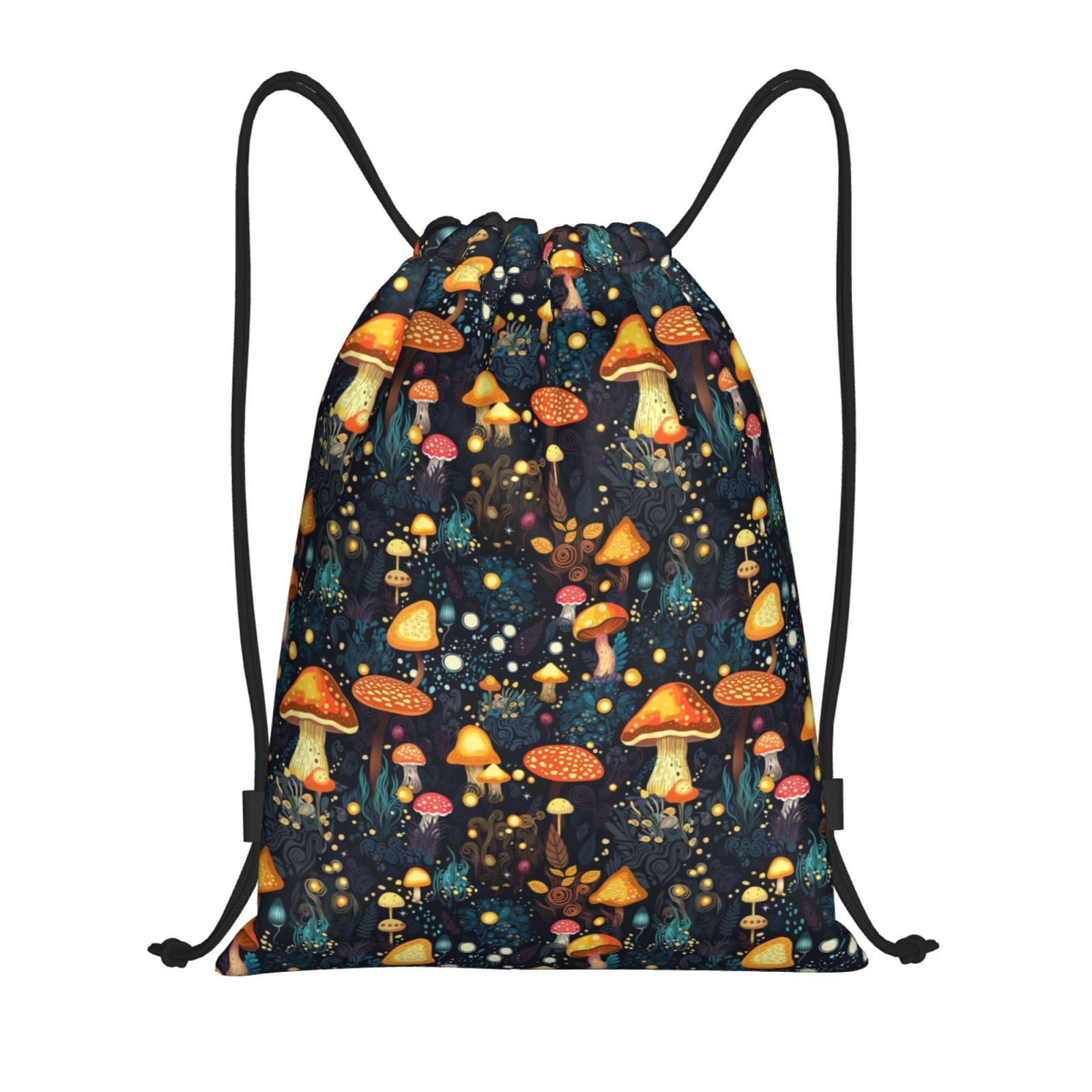 Sikiie Colorful Plants Mushroom Drawstring Backpack Drawstring Bags ...