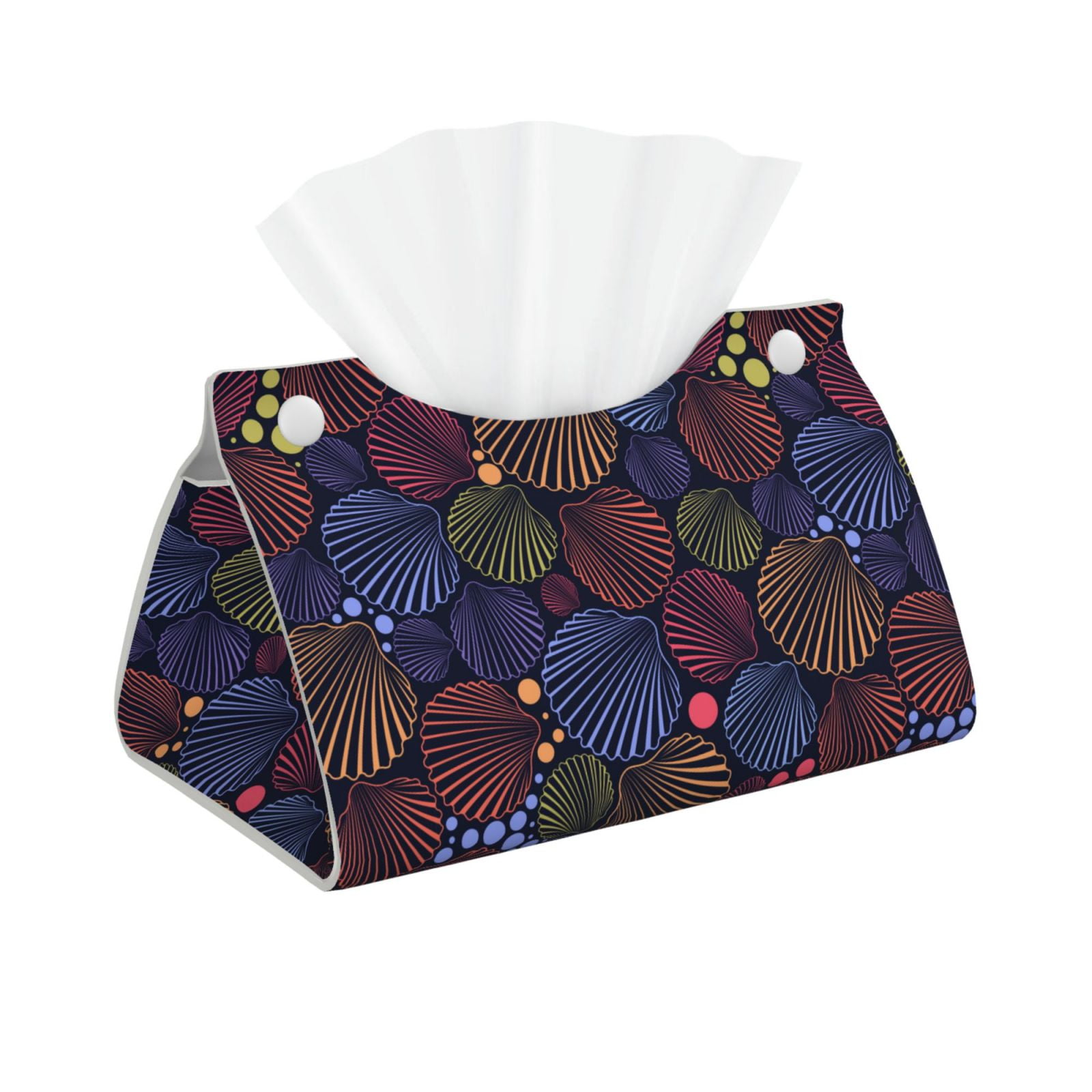 Sikiie Colorful Shells Leather Tissue Box Cover Rectangle, Long Tissue ...