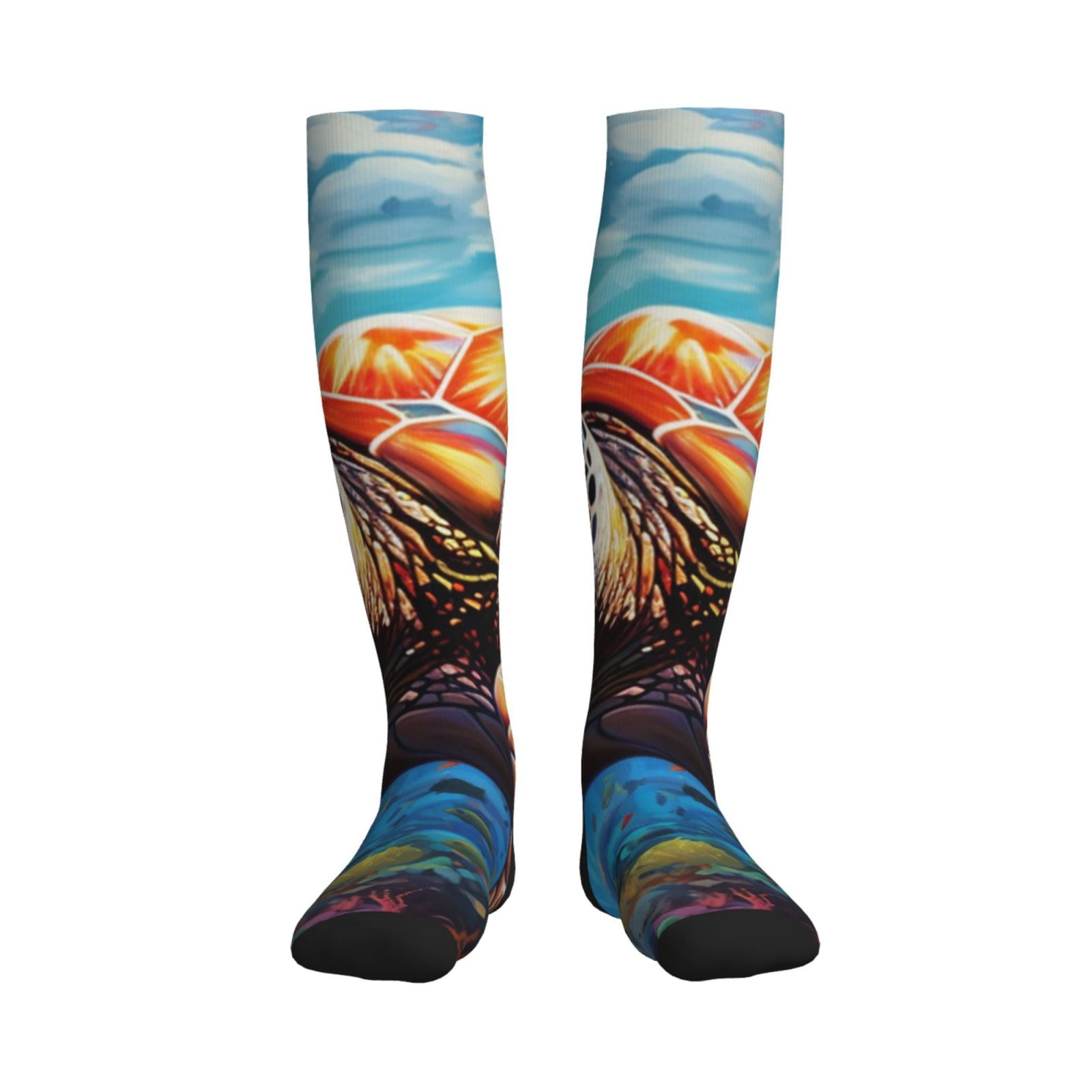 Sikiie Colorful Underwater Sea Turtle 1 Pairs Compression Socks for Men ...