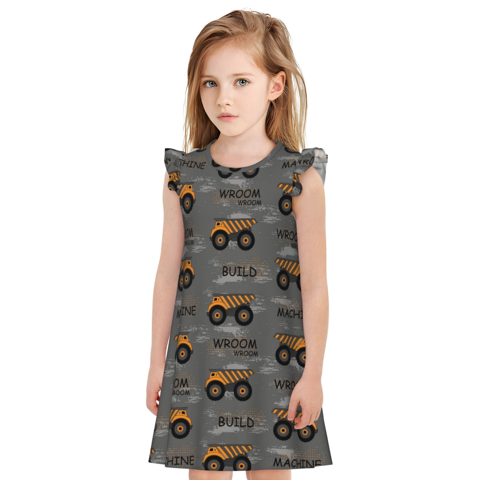 Sikiie Construction Machines Girls Nightgowns 3-10 Years Flutter Short ...