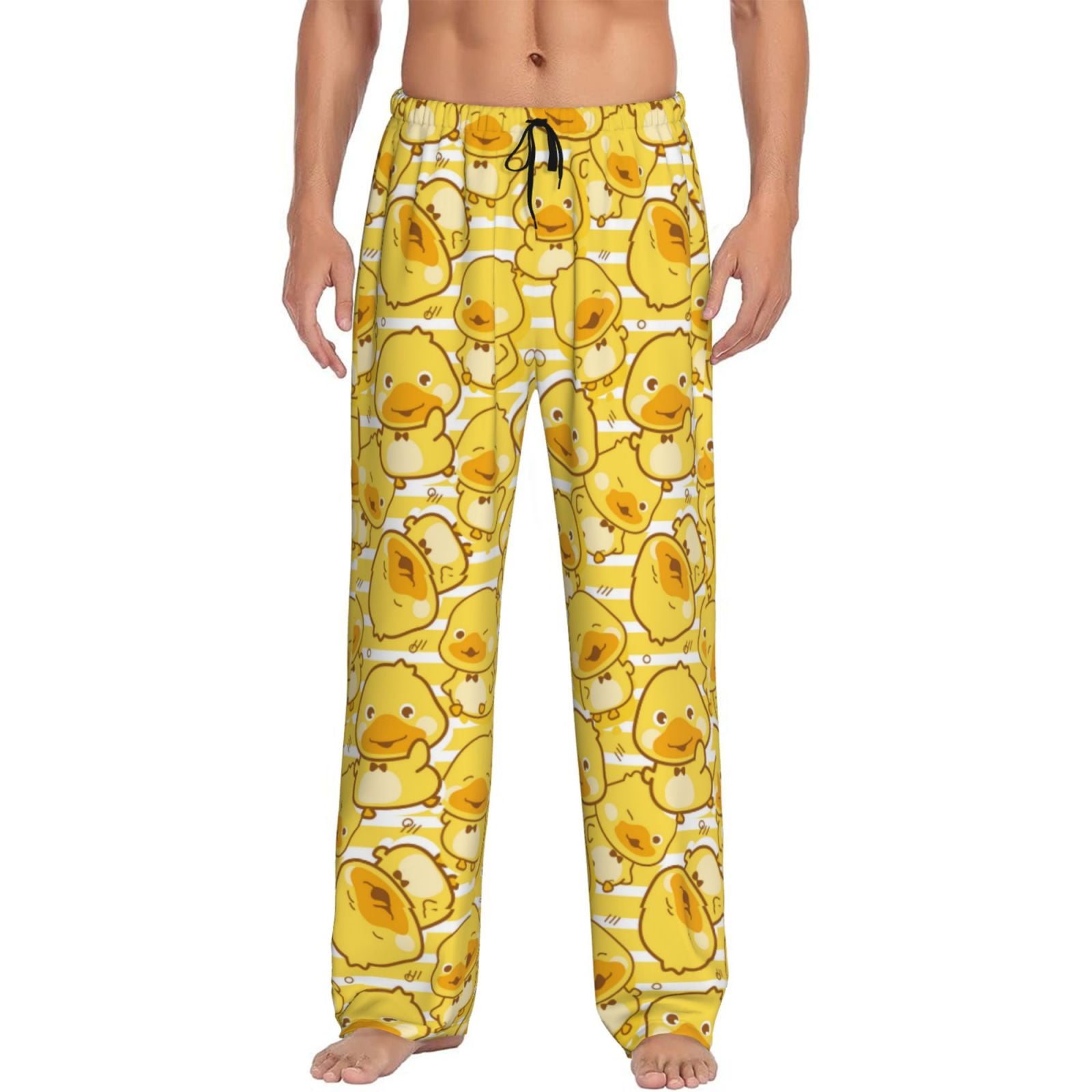 Sikiie Cool Duck With Yellow Strip Pajama Pants Men, PJ Bottoms, Sleep ...