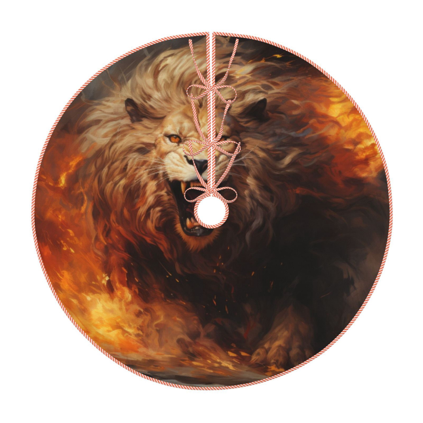 Sikiie Cool Fire Lion Nativity Christmas Tree Skirt, Jesus Christian ...