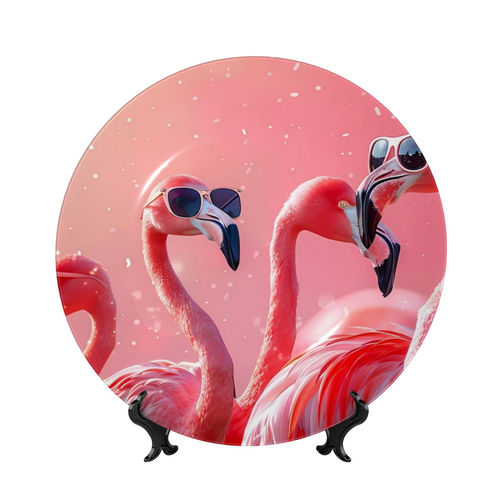 Sikiie Cool Flamingos Sunglasses Scene Bone China Decorative Plate ...