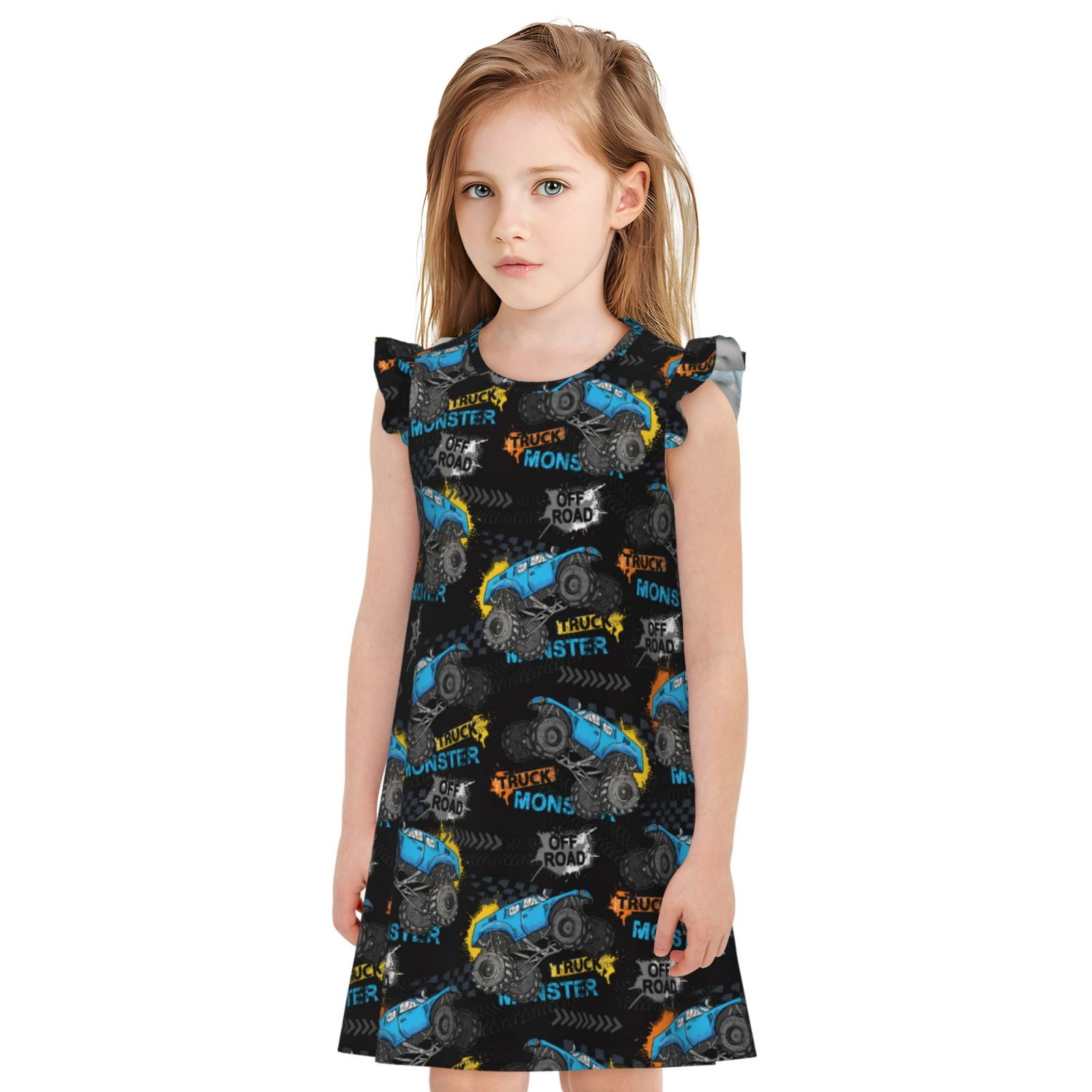 Sikiie Cool Off-Road Vehicle Girls Nightgowns 3-10 Years Flutter Short ...