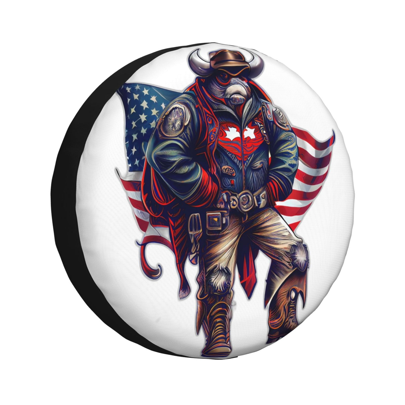 Sikiie Cool Patriotic Buffalo Cowboy PVC Leather Spare Tire Wheel Cover ...