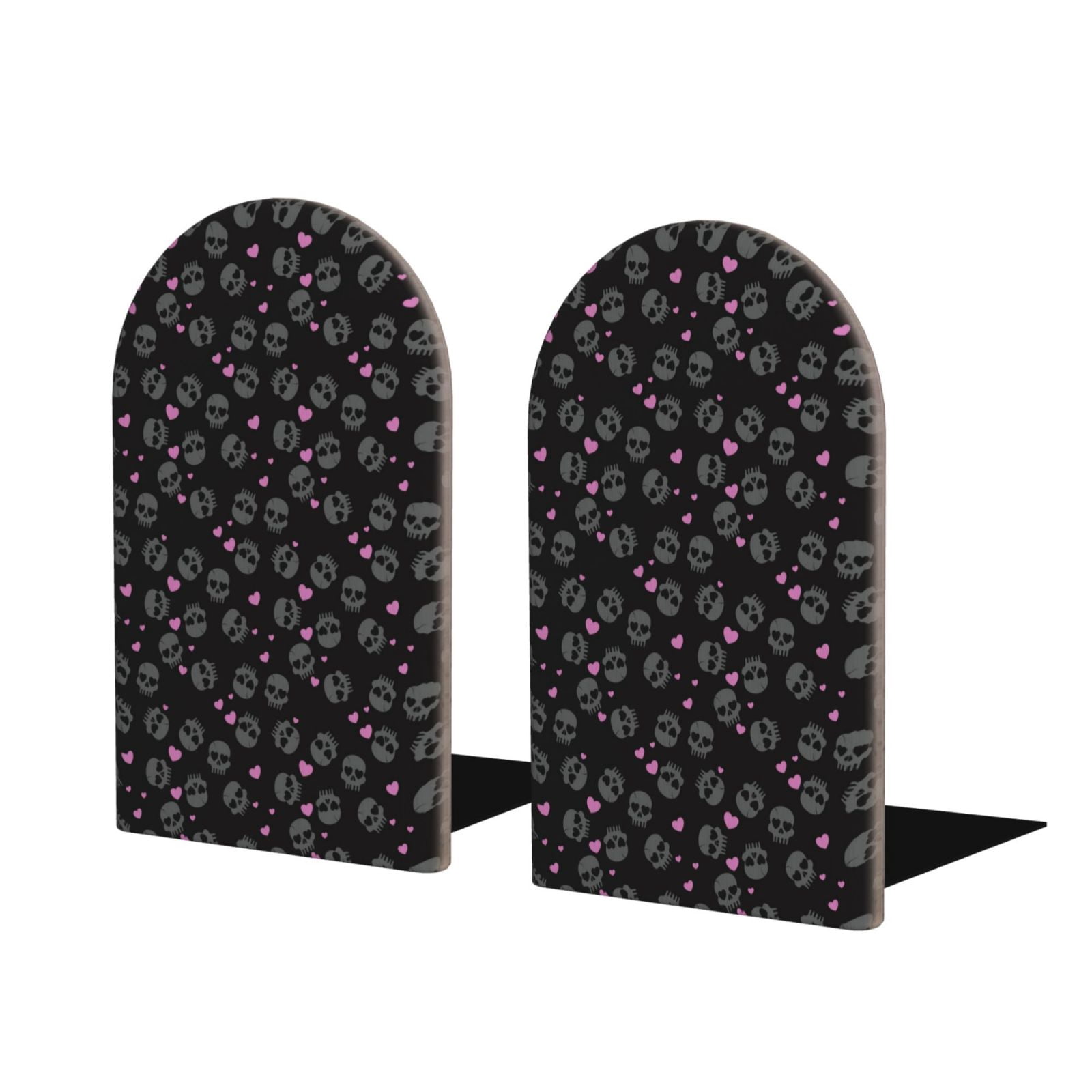Sikiie Cool Skull Love Bookends 1 Pair, Wood Bookends for Shelves, Book ...