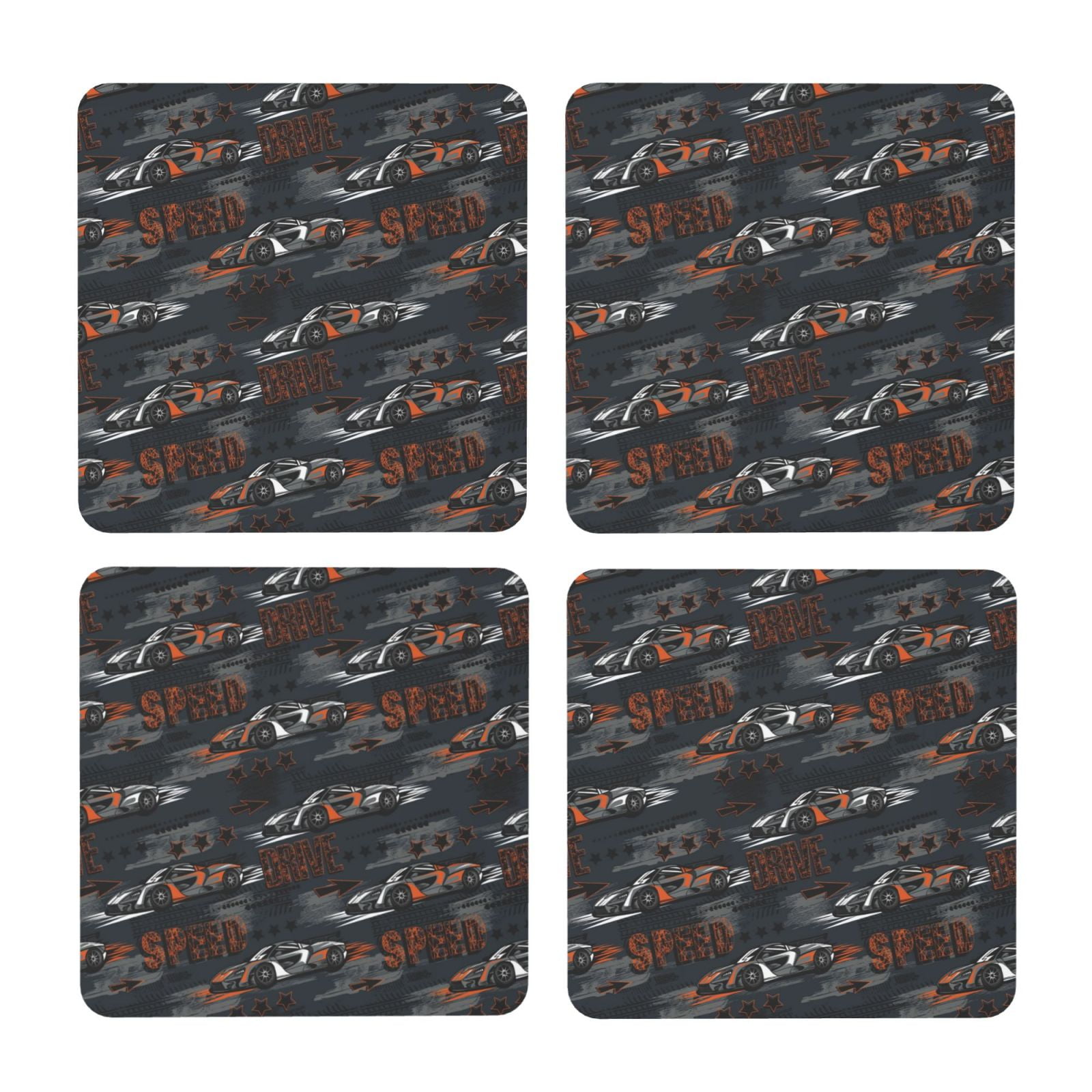 Sikiie Cool Sports Car MDF Cork Coaster 4 Pcs - Absorbent Beverage ...