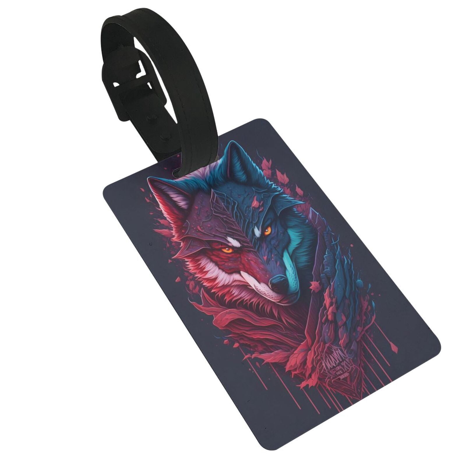 Sikiie Cool Wolf Head Luggage Tags Privacy Cover ID Label Suitcase Tags ...