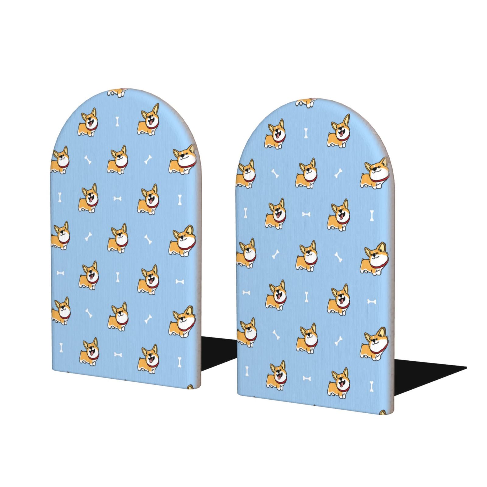 Sikiie Corgi Dog Bookends 1 Pair, Wood Bookends for Shelves, Book Ends ...