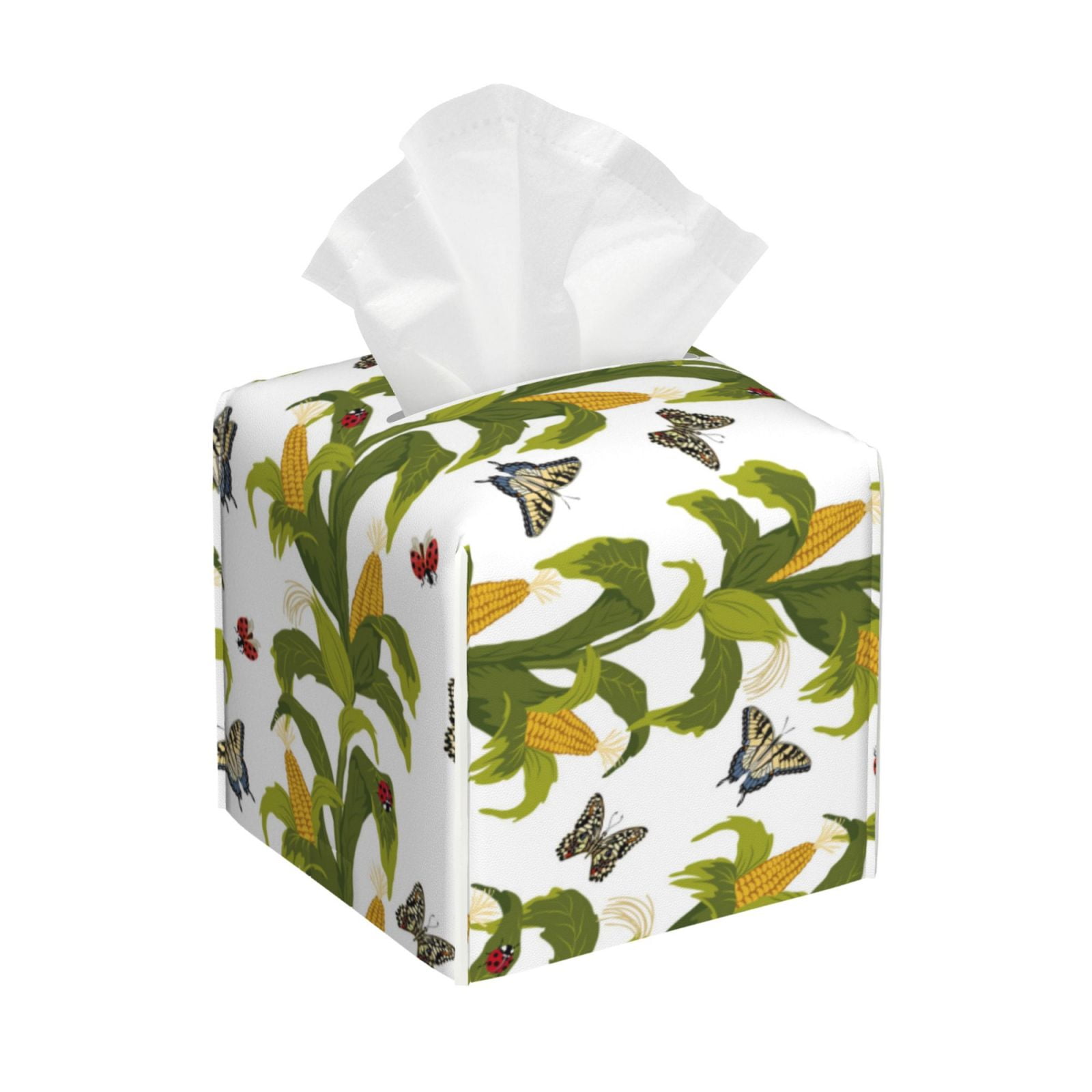 Sikiie Corn And Butterflies Leather Tissue Box Cover Square, tissue box ...