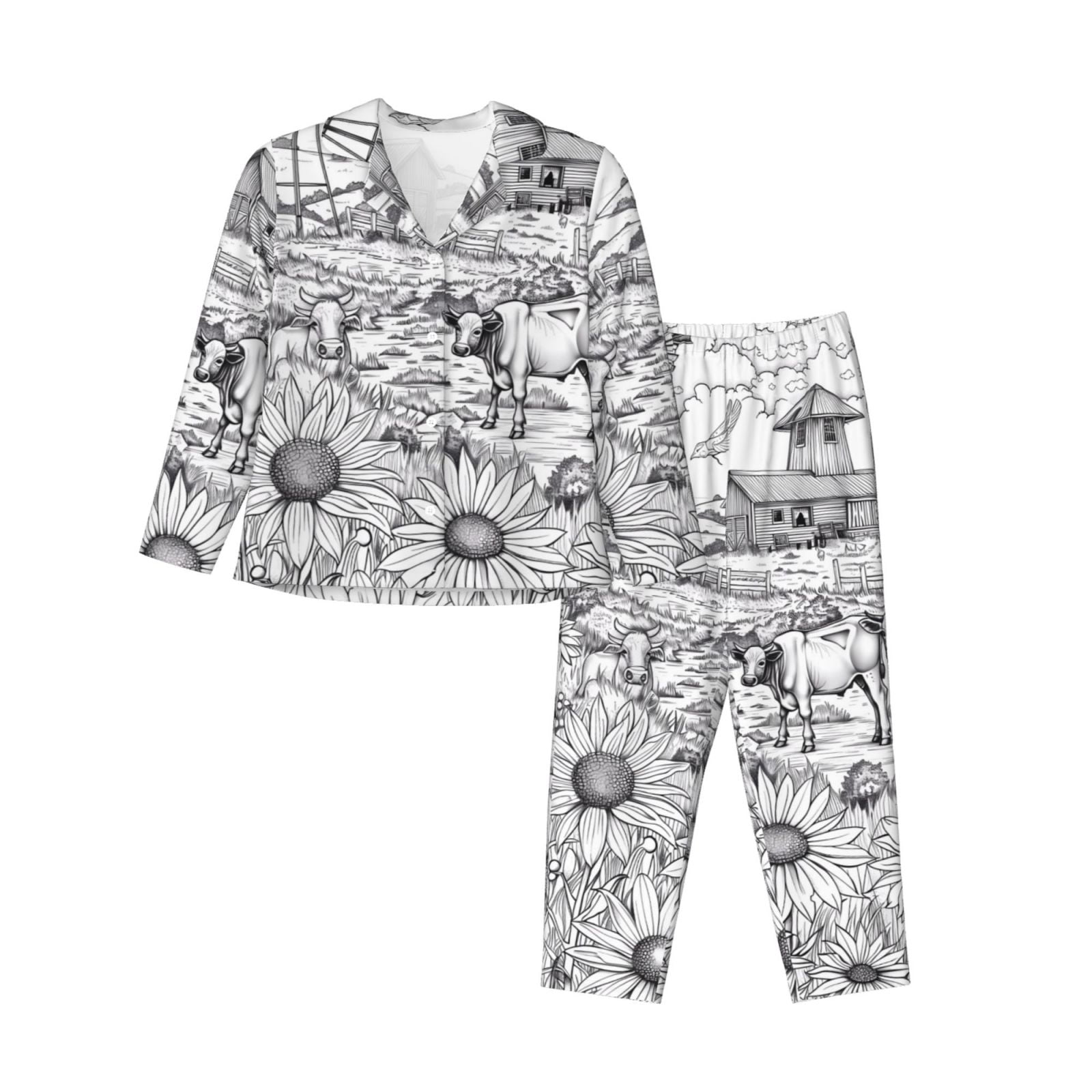 Sikiie Country Farm Scene Pajamas for Women Set, Womens Pajama Sets ...