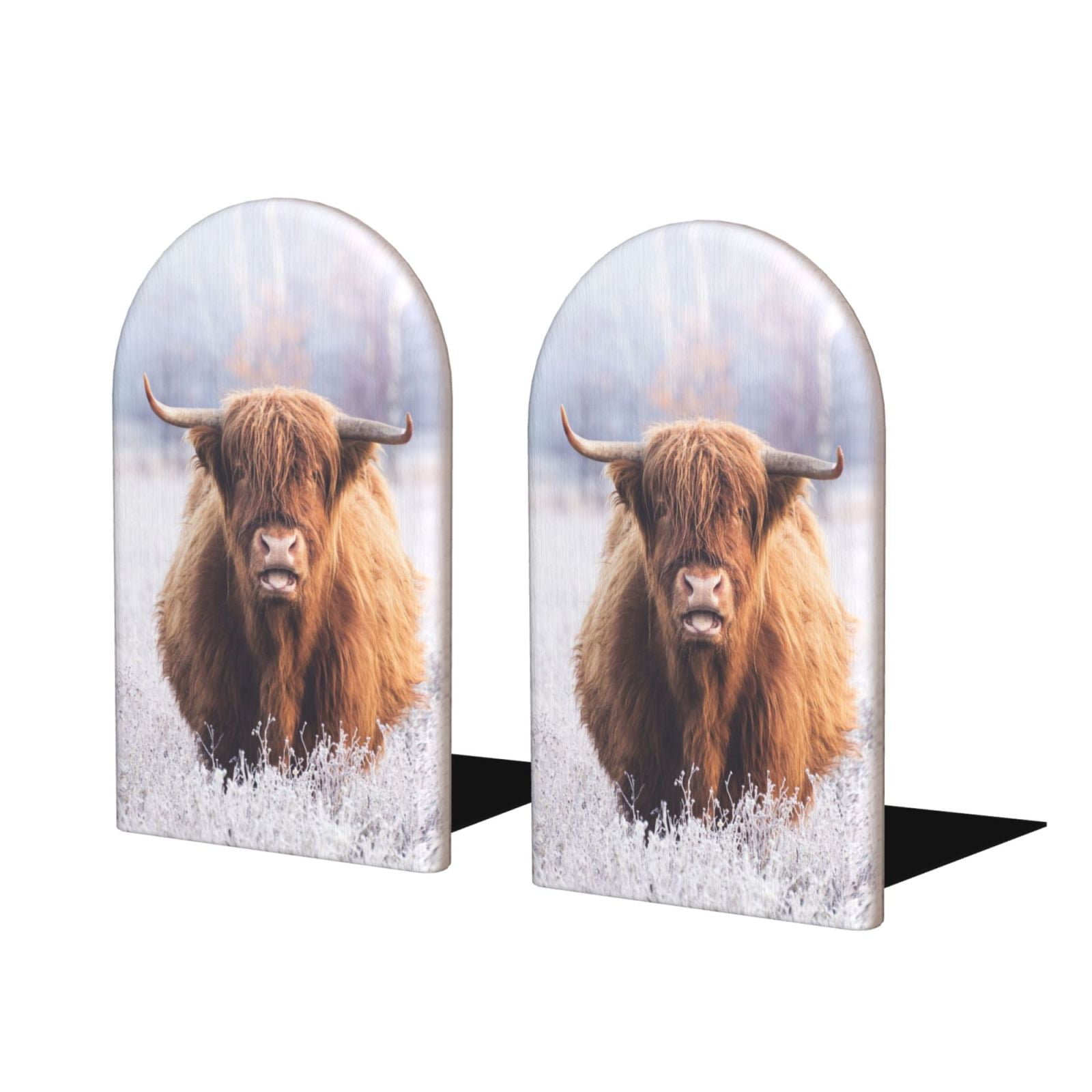 Sikiie Cow Bookends 1 Pair, Wood Bookends for Shelves, Book Ends for ...