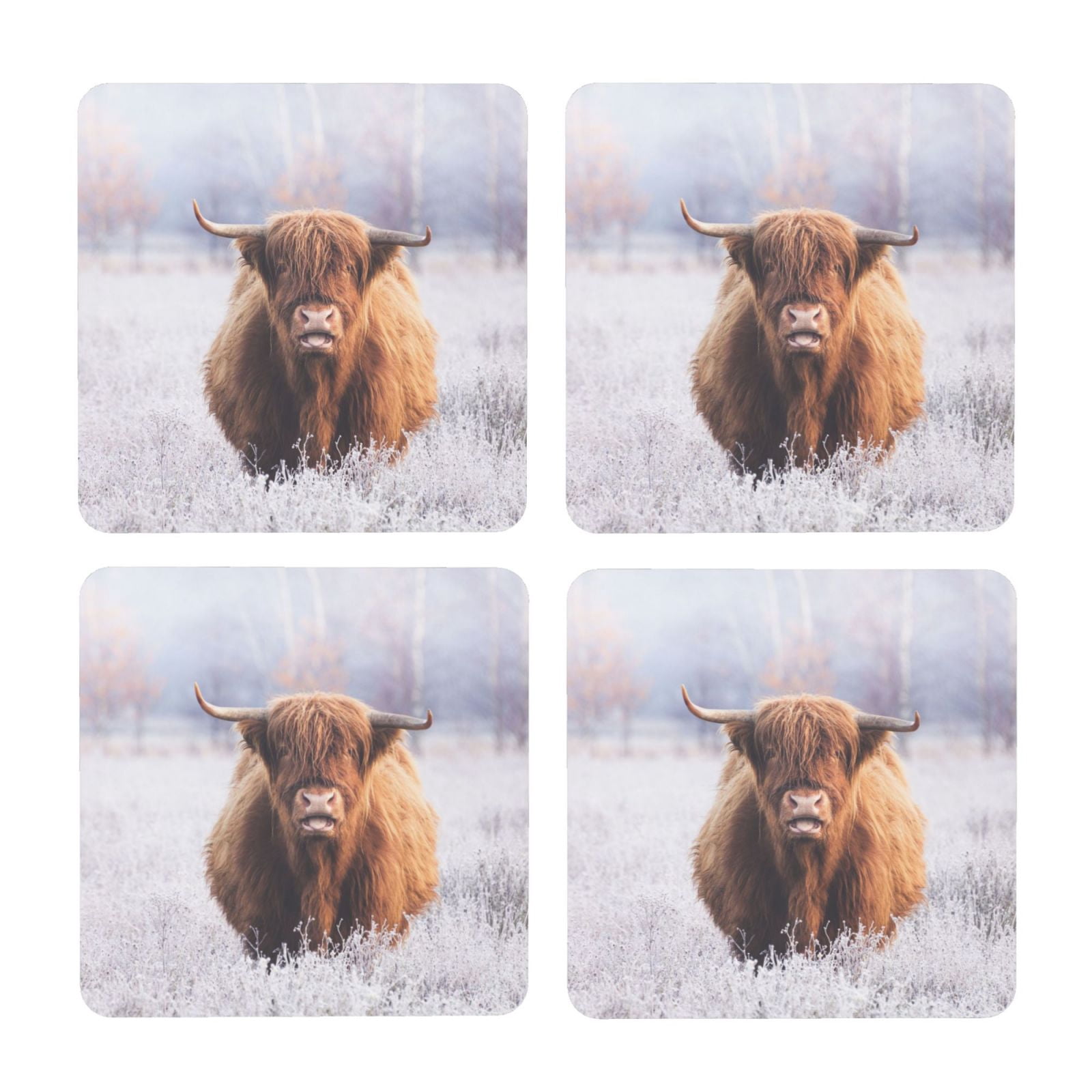 Sikiie Cow MDF Cork Coaster 4 Pcs - Absorbent Beverage Coasters for ...
