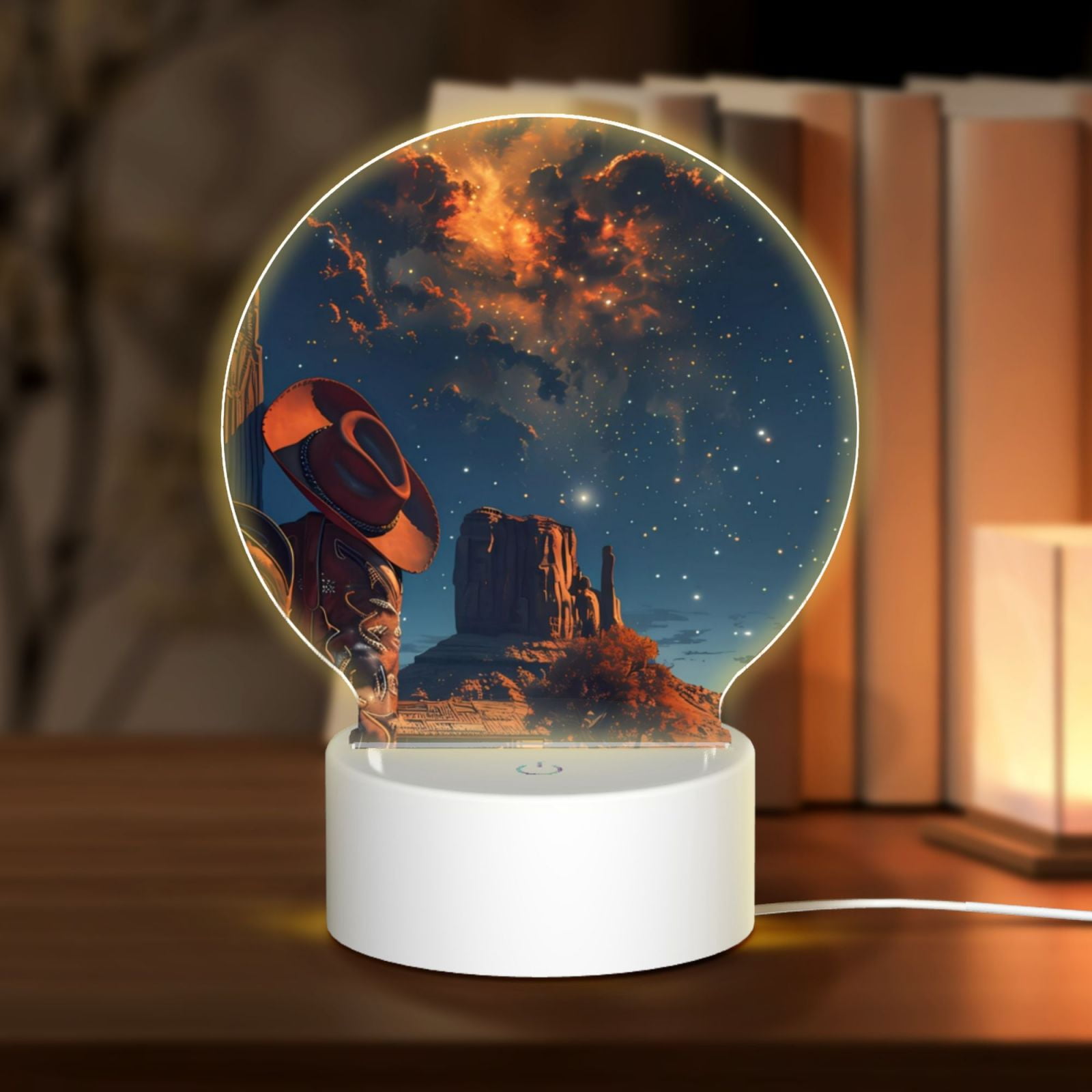 Sikiie Cowboy Boots Under Starry Sky Acrylic Night Light Gift Custom ...