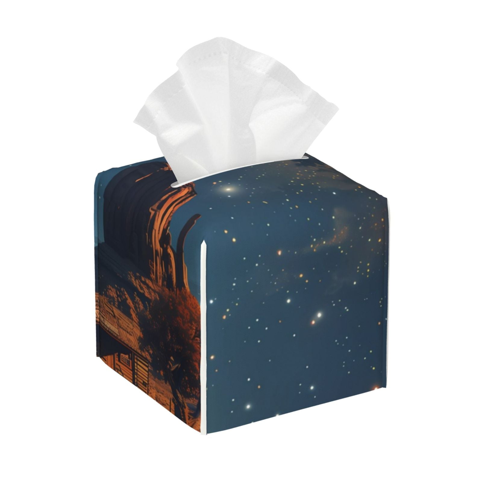 Sikiie Cowboy Boots Under Starry Sky Leather Tissue Box Cover Square ...