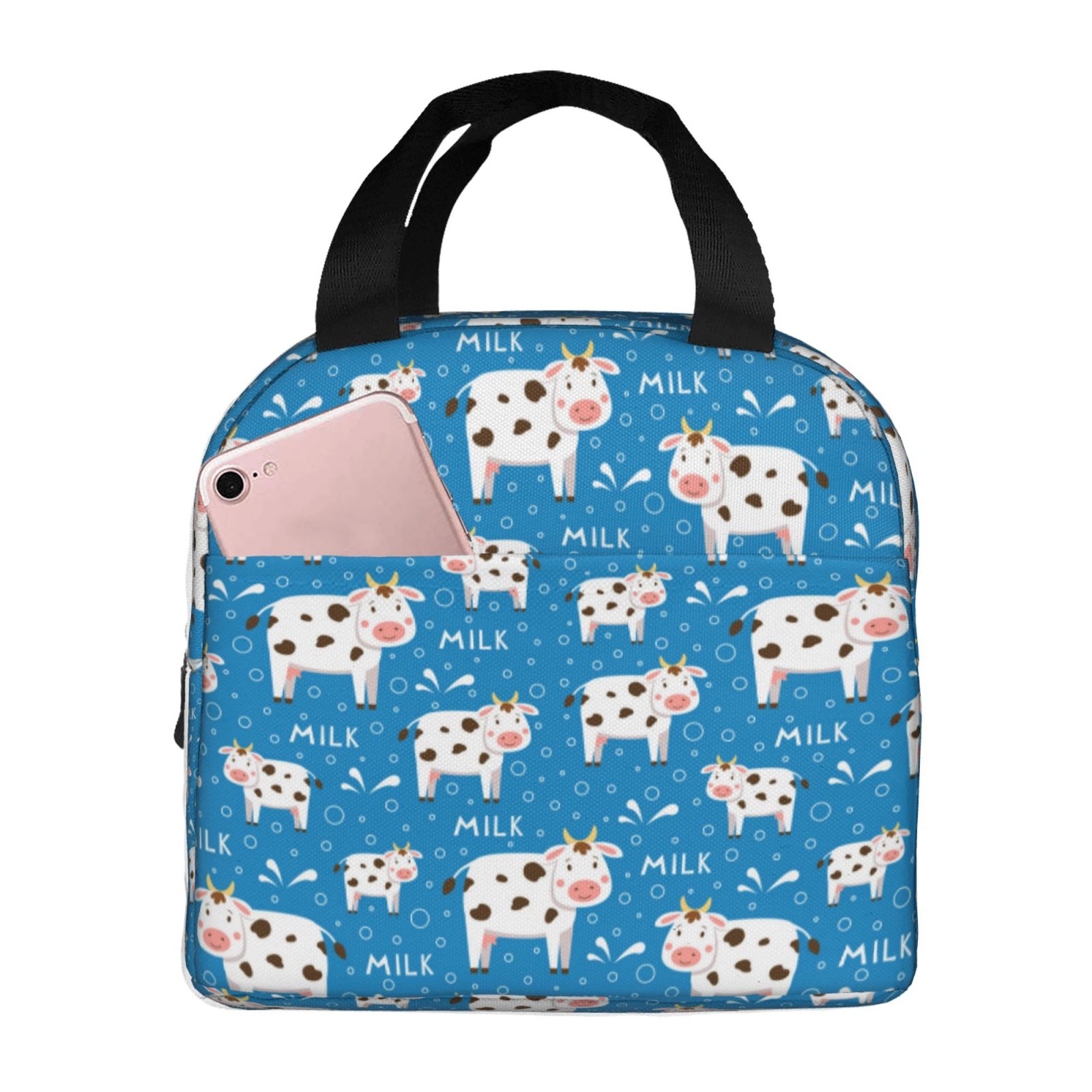 Sikiie Cows Milk Lunch Bag for Women & Men Adult Insulated Lunch Box ...