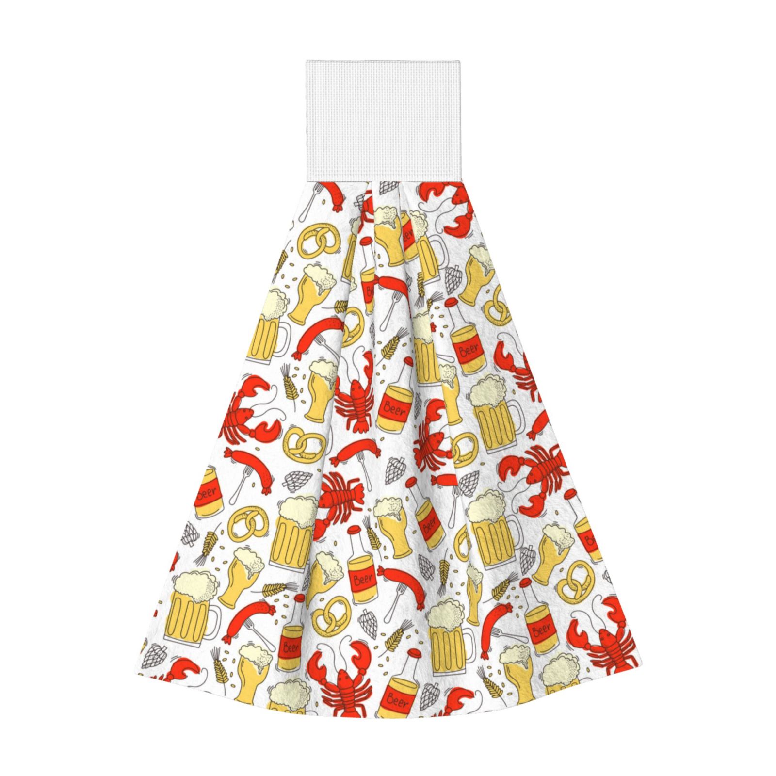 Sikiie Crabs And Beer Hand Towel with Loop Hanging Towel Absorbent Tie ...