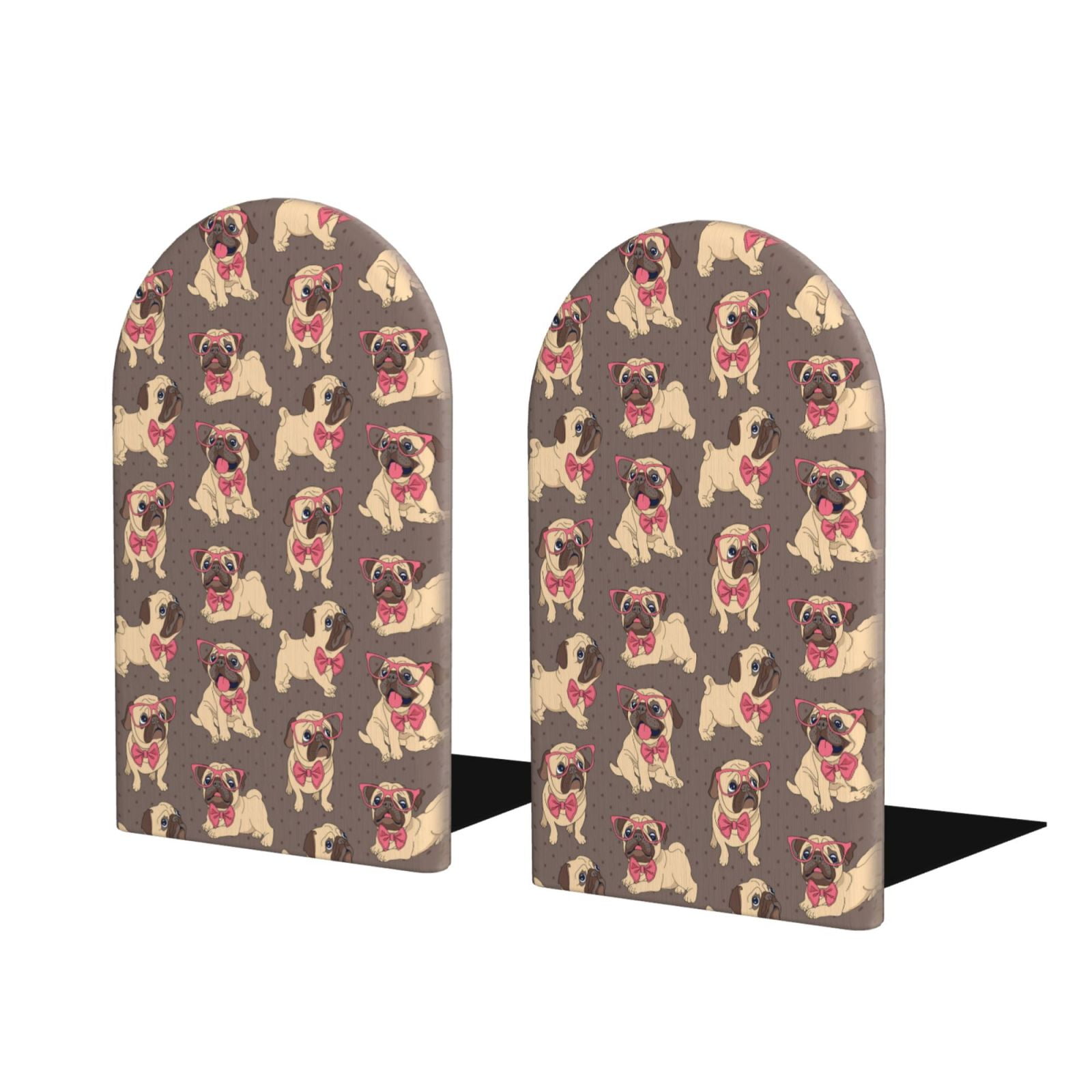 Sikiie Cut Pug Bookends 1 Pair, Wood Bookends for Shelves, Book Ends ...
