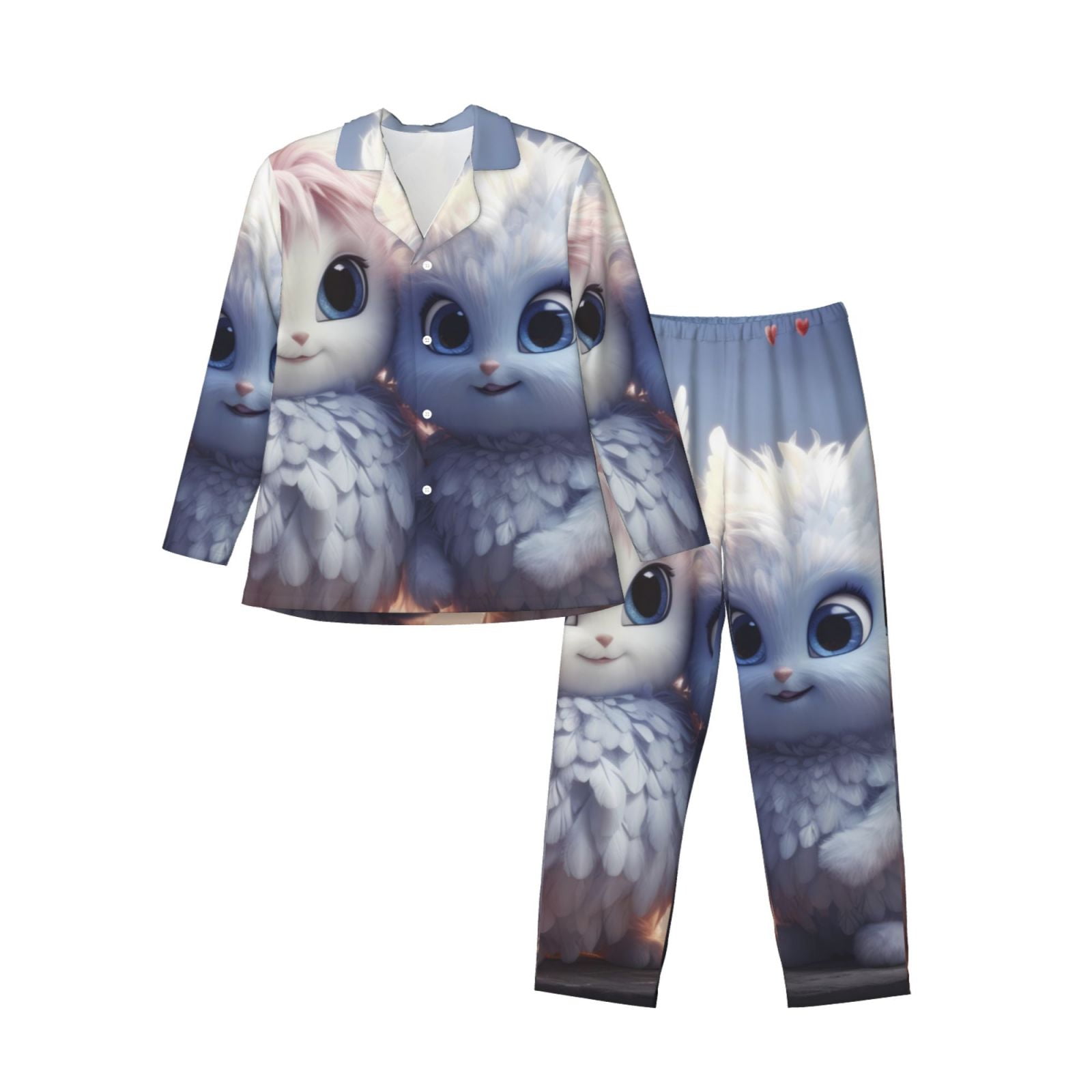 Sikiie Cute Animal Couple Mens Pajama Set, Soft Warm Long Sleeve ...