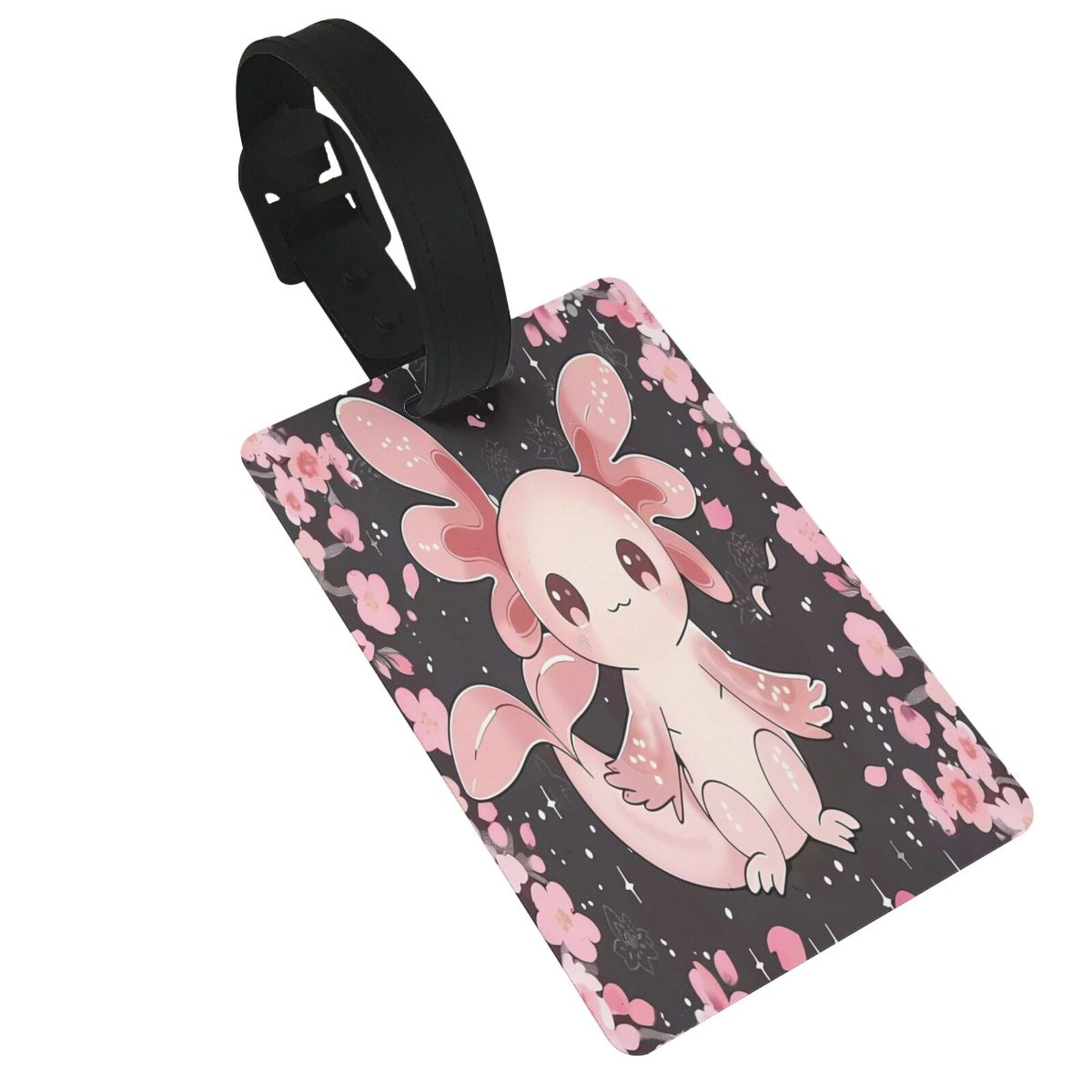 Sikiie Cute Axolotl Sakura Blossoms Luggage Tags Privacy Cover ID Label ...